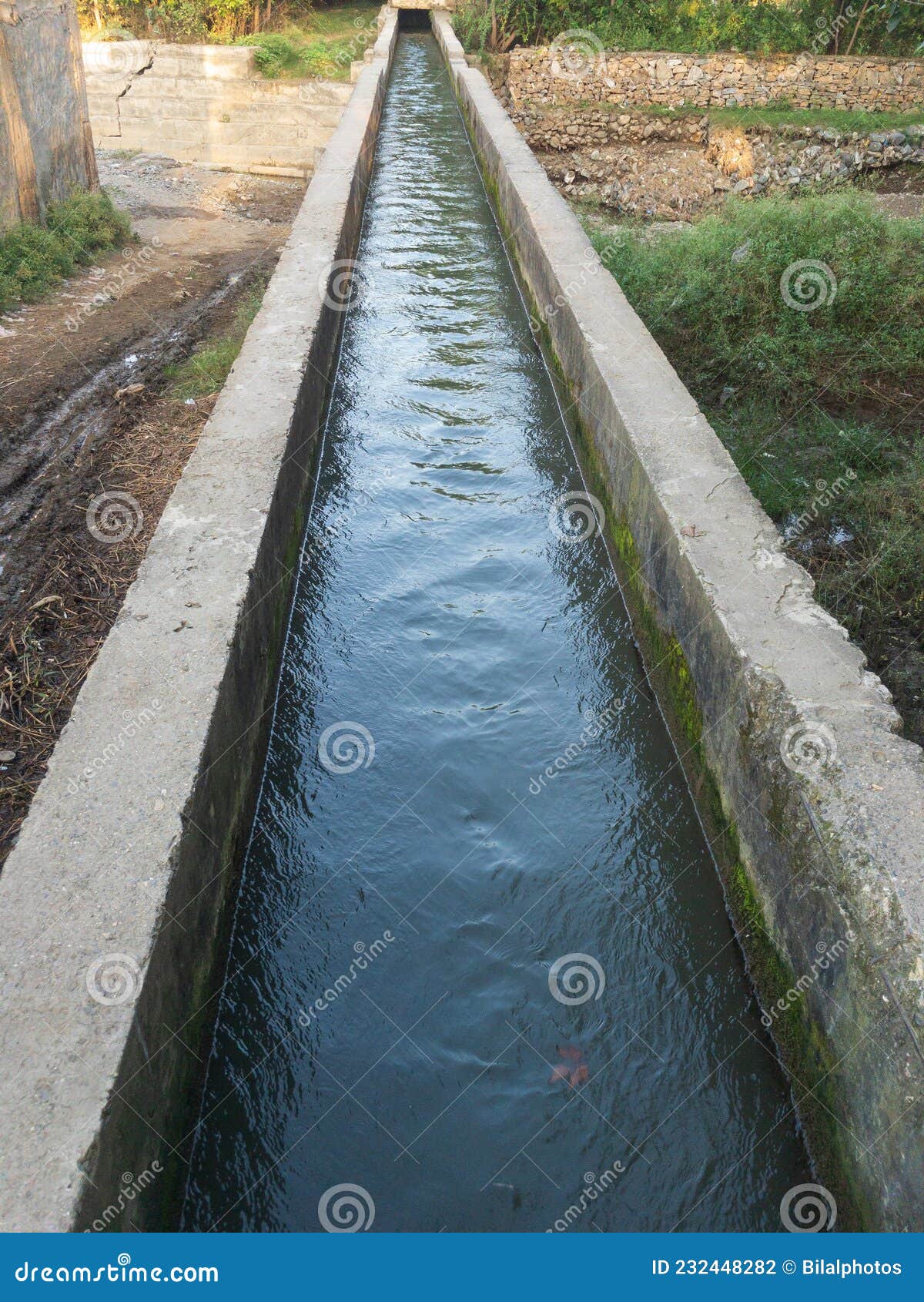 Canal Irrigation System with Water Flowing Stock Photo - Image of ...