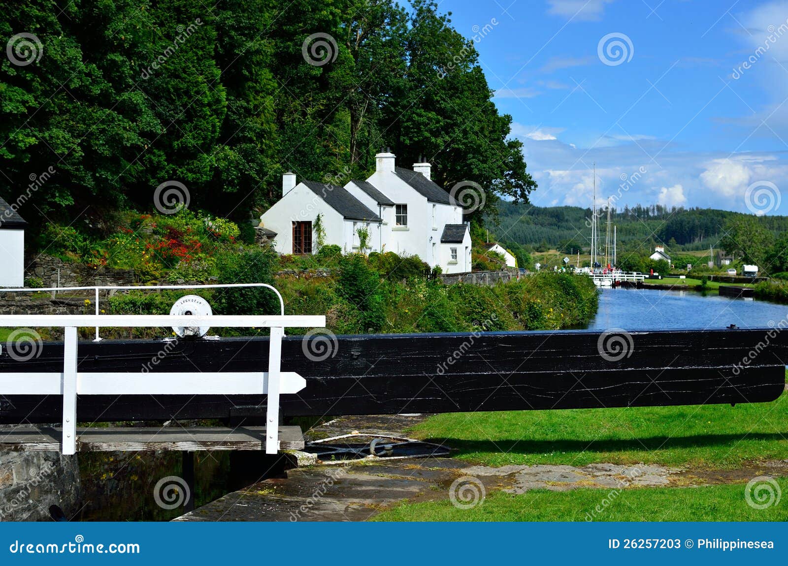 Canal lock gate stock image. Image of argyll, crinan - 26257203