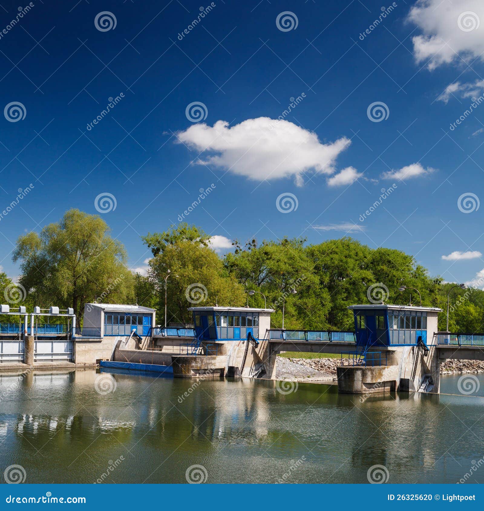 Canal lock on a river stock photo. Image of floodgate - 26325620
