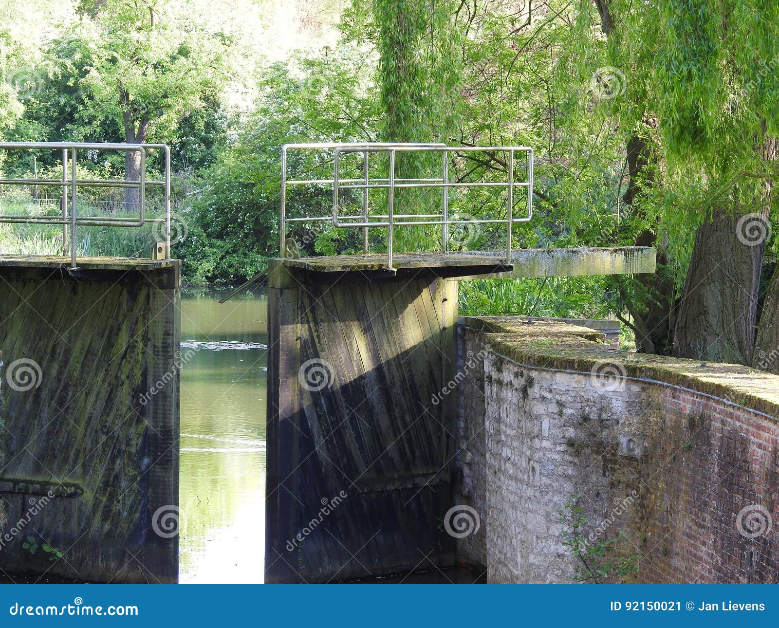 Canal and old water lock stock image. Image of nature - 92150021