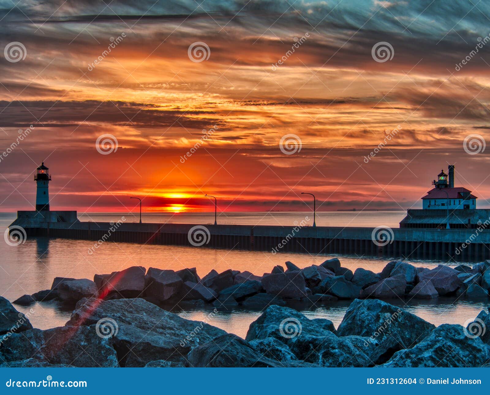 Canal Park at Sunrise stock photo. Image of shore, horizon - 231312604