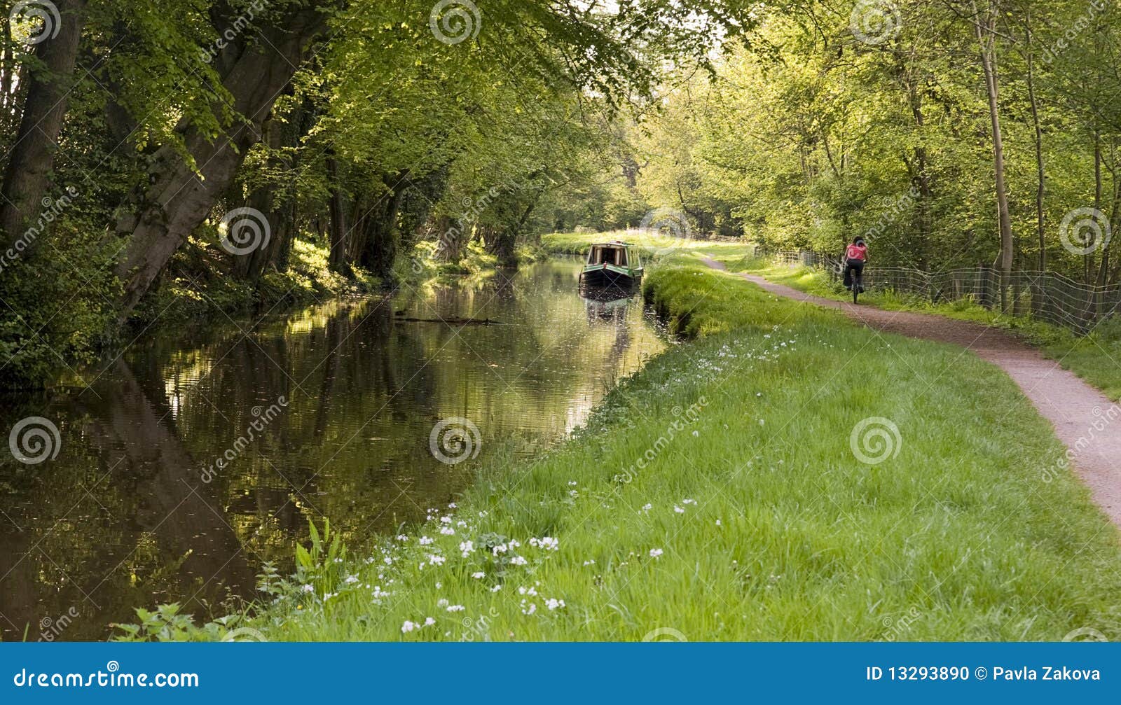 Canal path stock photo. Image of outdoor, flowers, reflection - 13293890