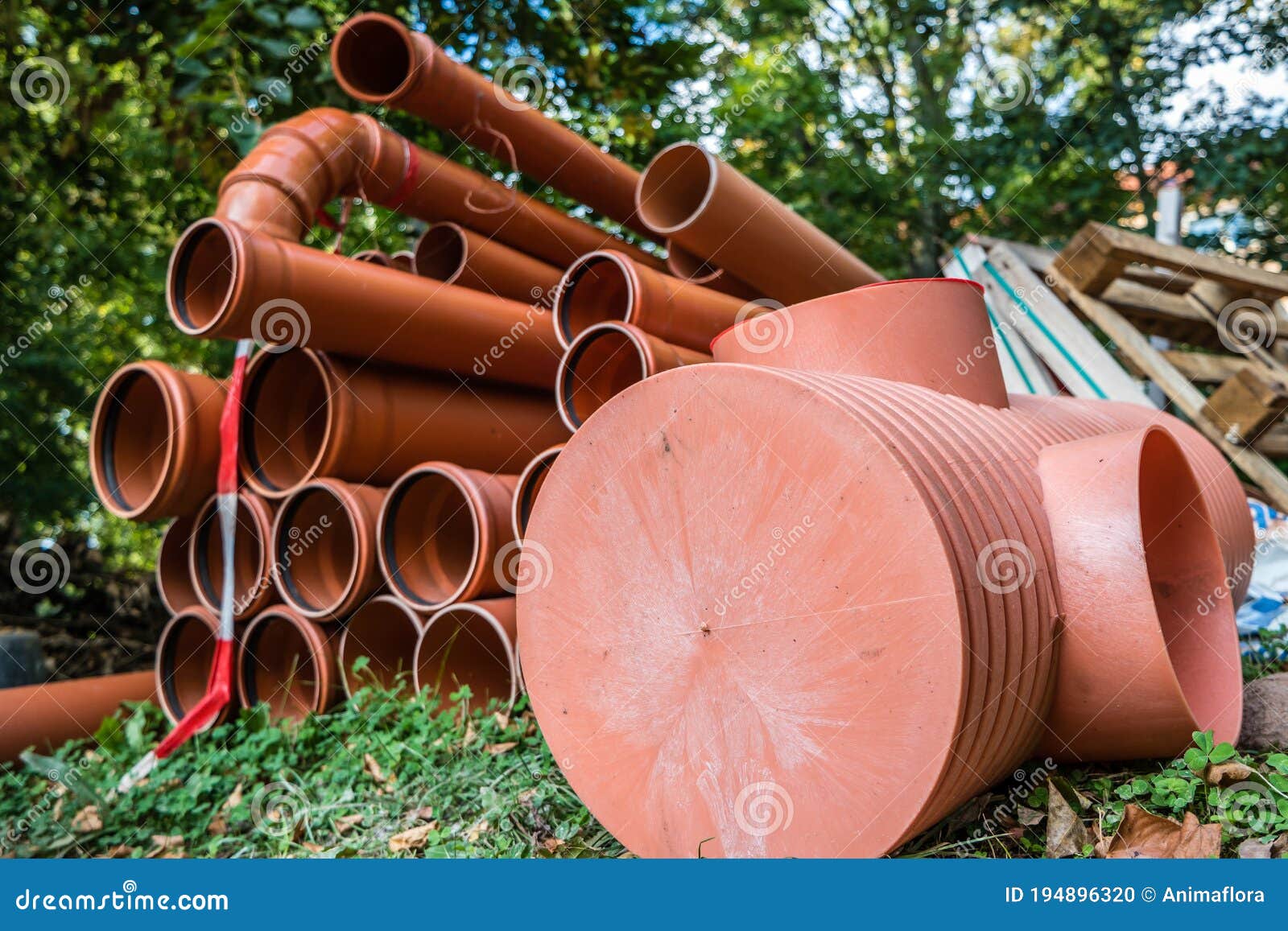 Canal Pipes on a Construction Site Stock Photo - Image of site, plumber ...