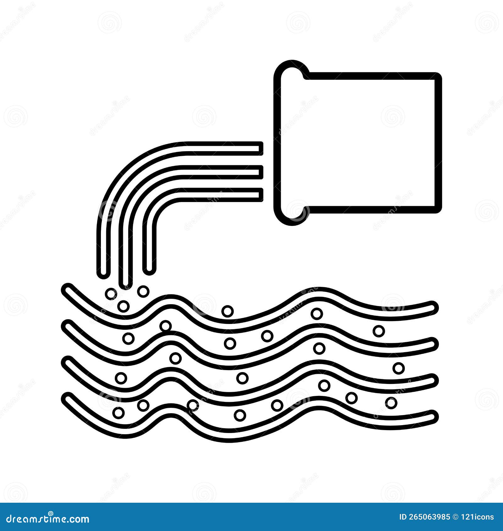 Canalization, Effluent, Flow Outline Icon. Line Art Vector Stock ...