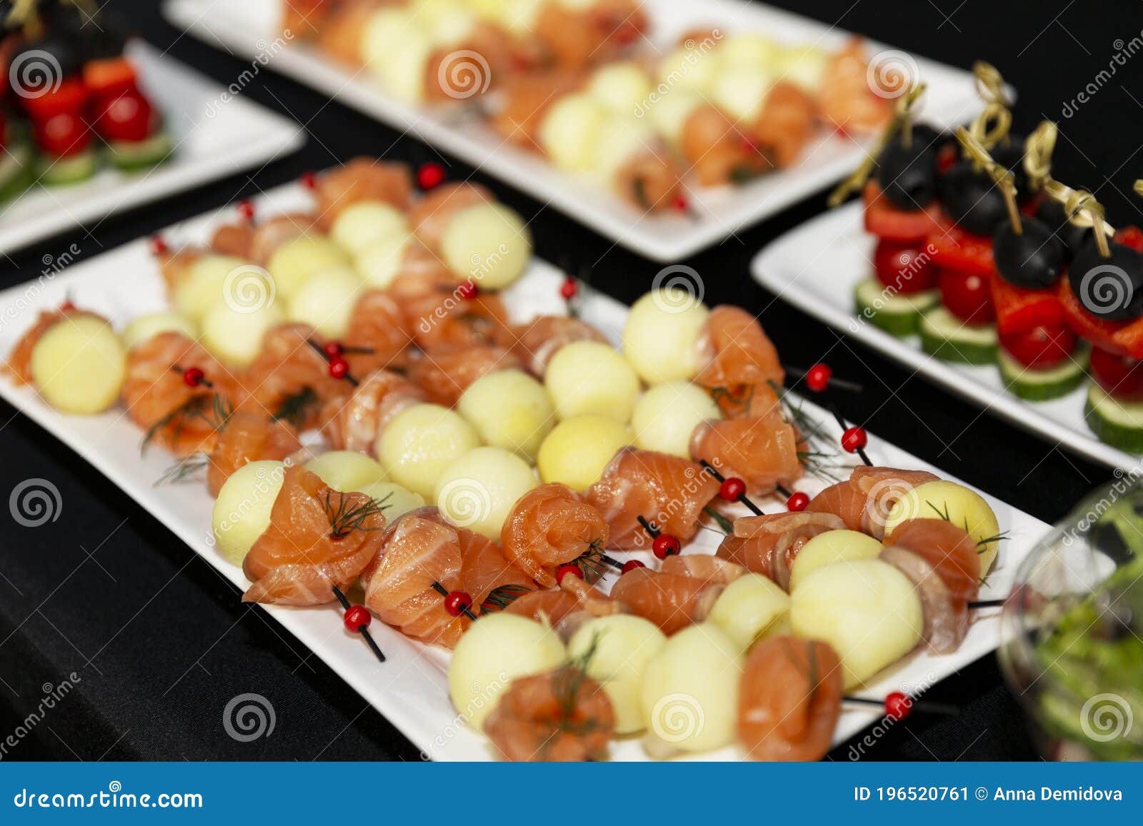 CanapÃ© Snacks on the Table. Offsite Catering at the Event Stock Image ...
