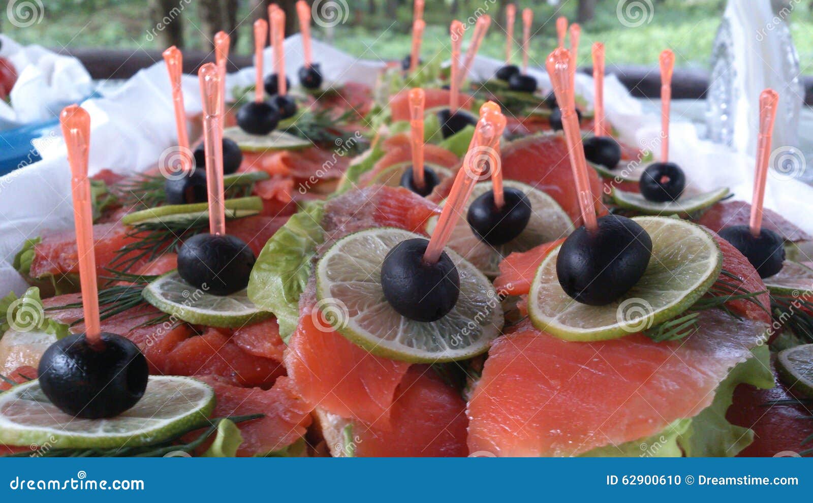 CanapÃ©s with fish stock photo. Image of assorted, banquet - 62900610