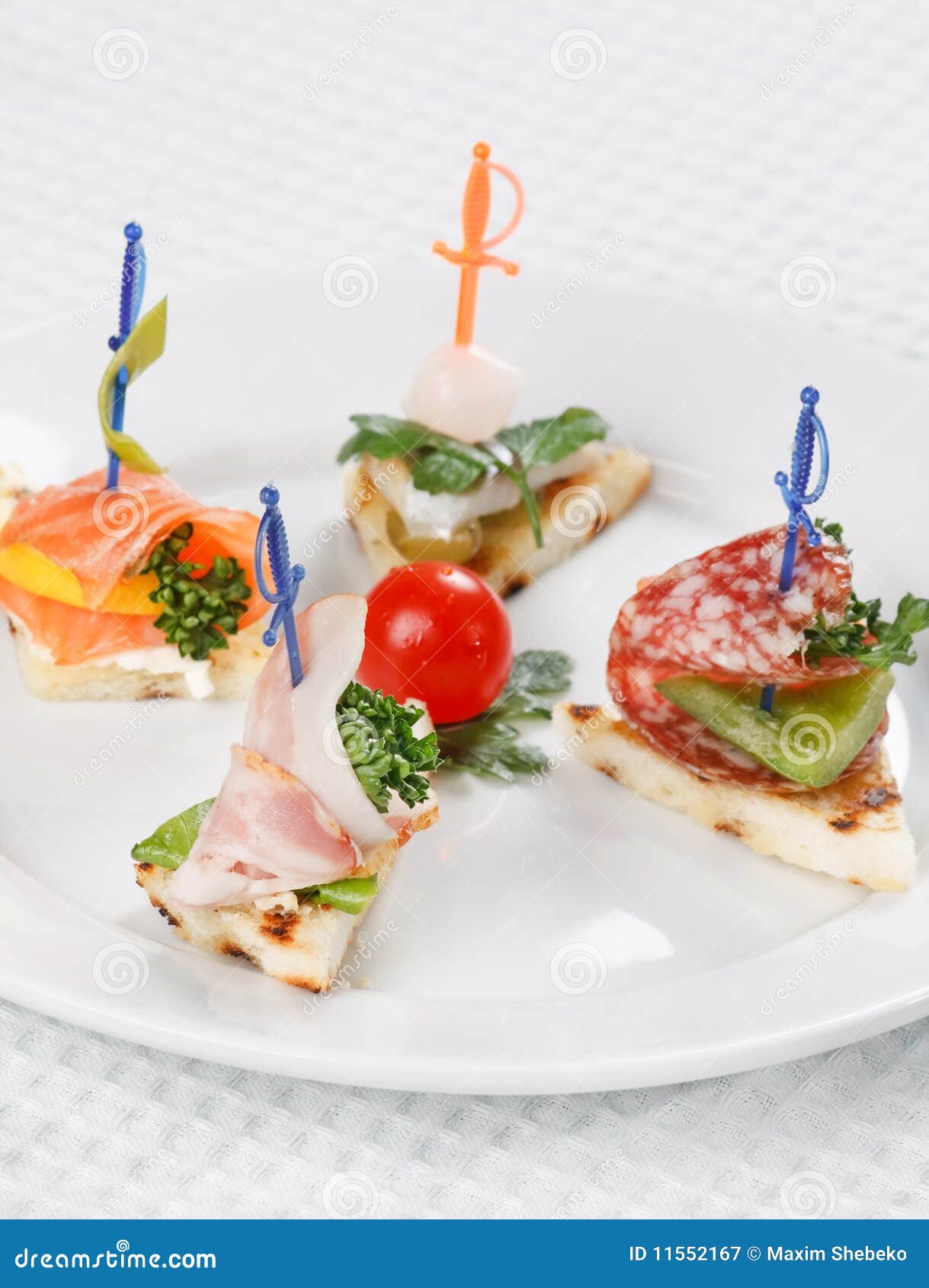 Canape stock image. Image of herb, canape, cone, meat - 11552167