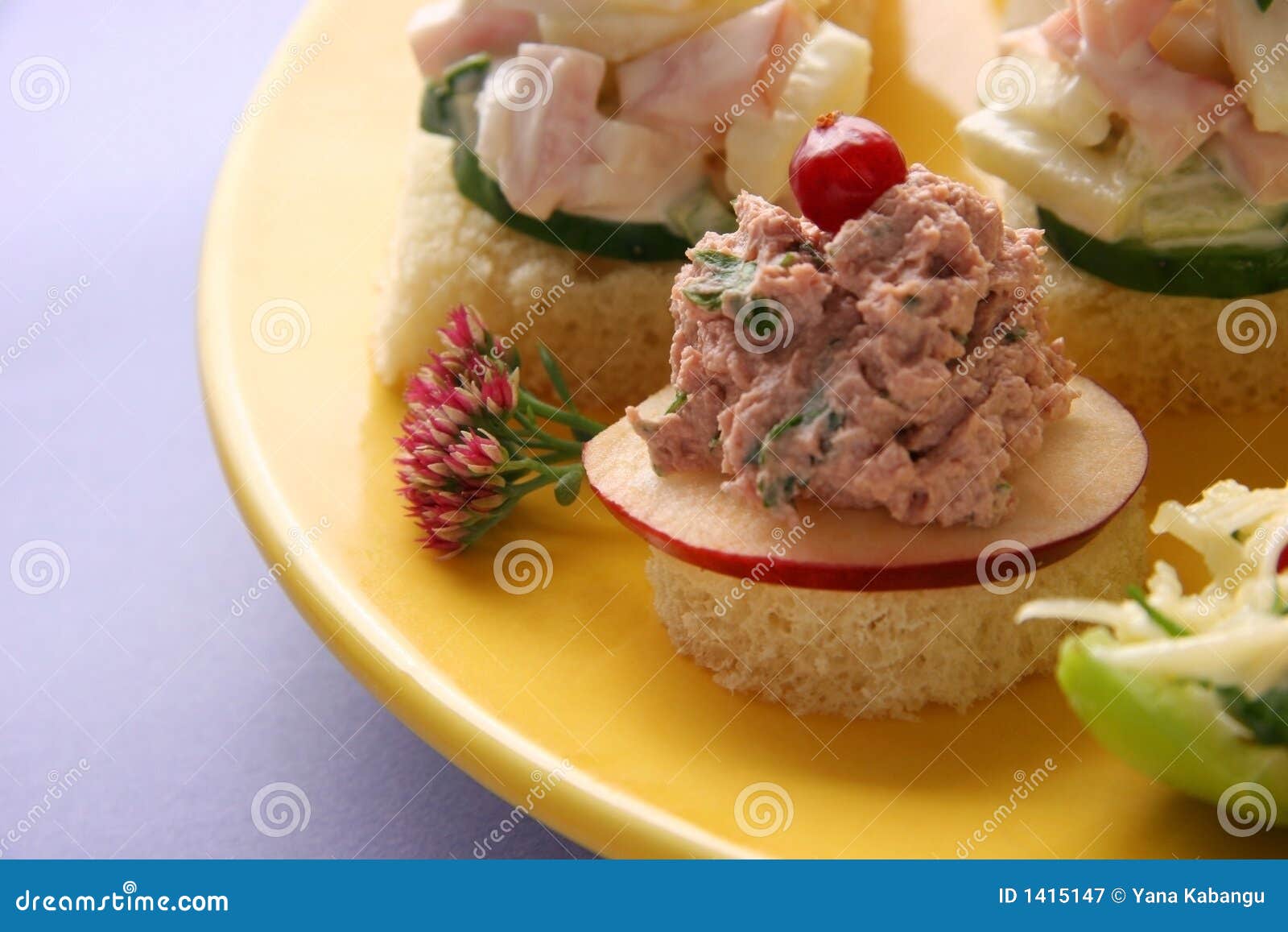 Canape. stock image. Image of tiny, apples, dishes, pasty - 1415147