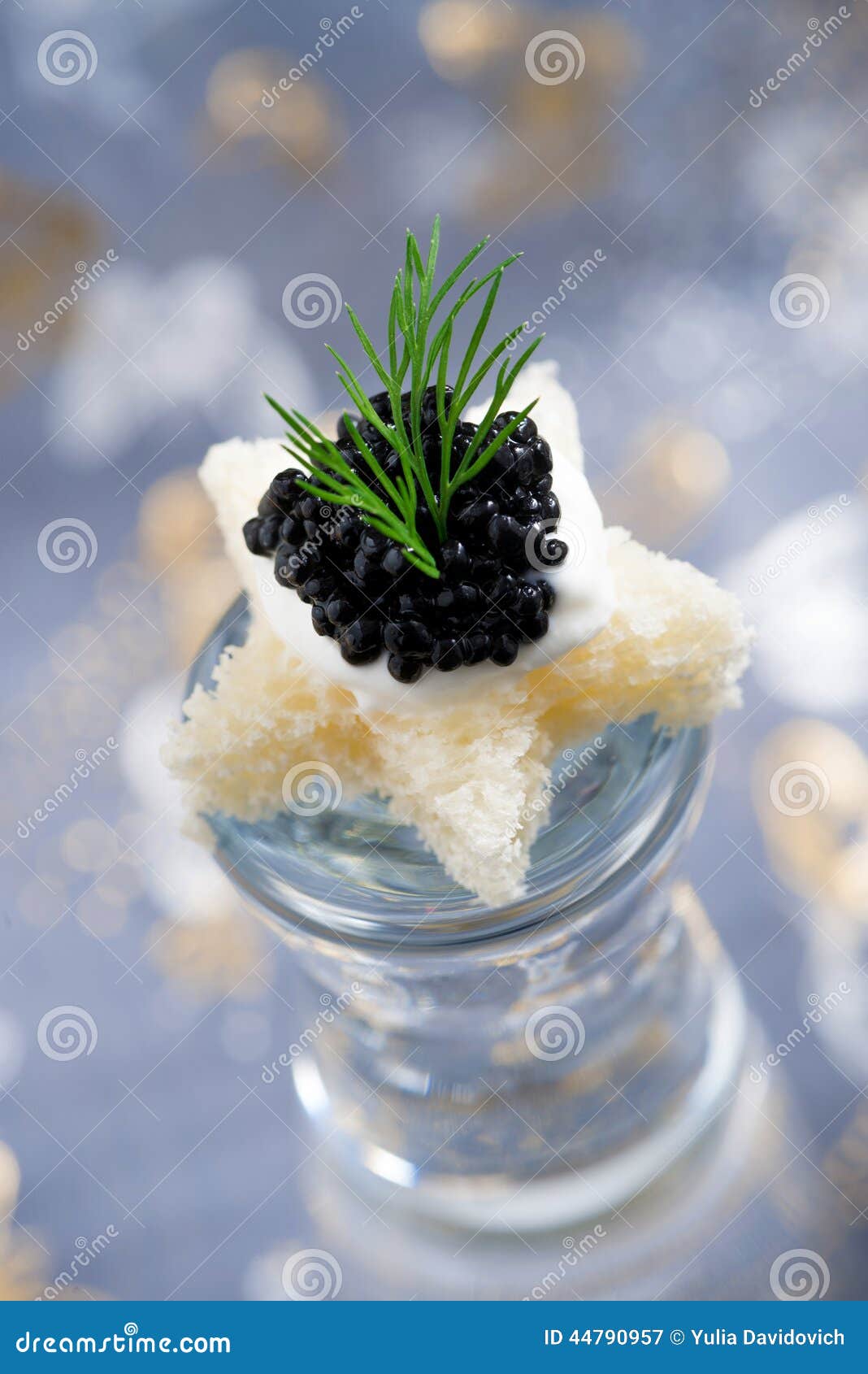 Canape with Black Caviar for Christmas Stock Image - Image of finger ...