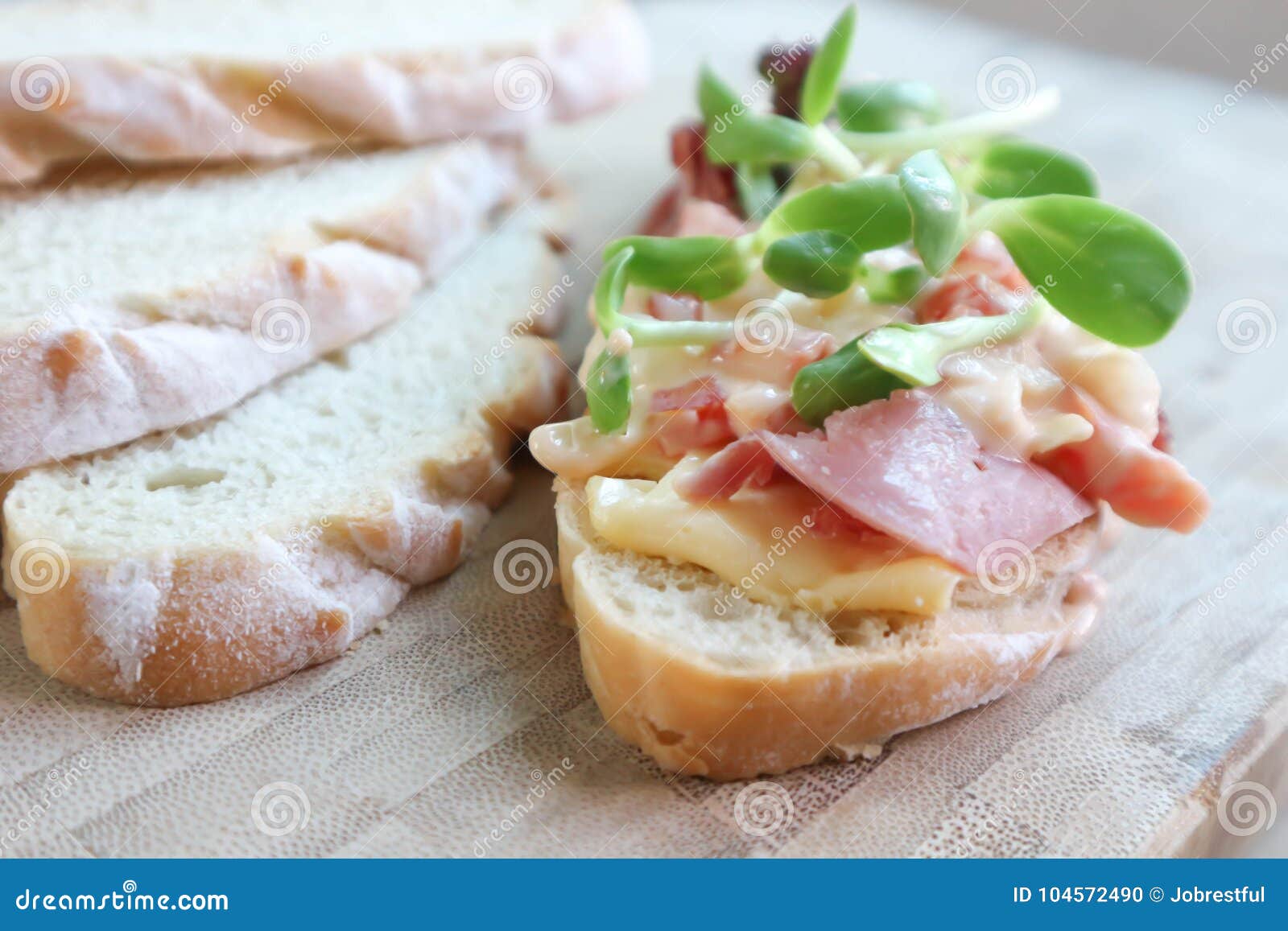Canape or Bread with Ham and Cheese Stock Photo - Image of ingredient ...