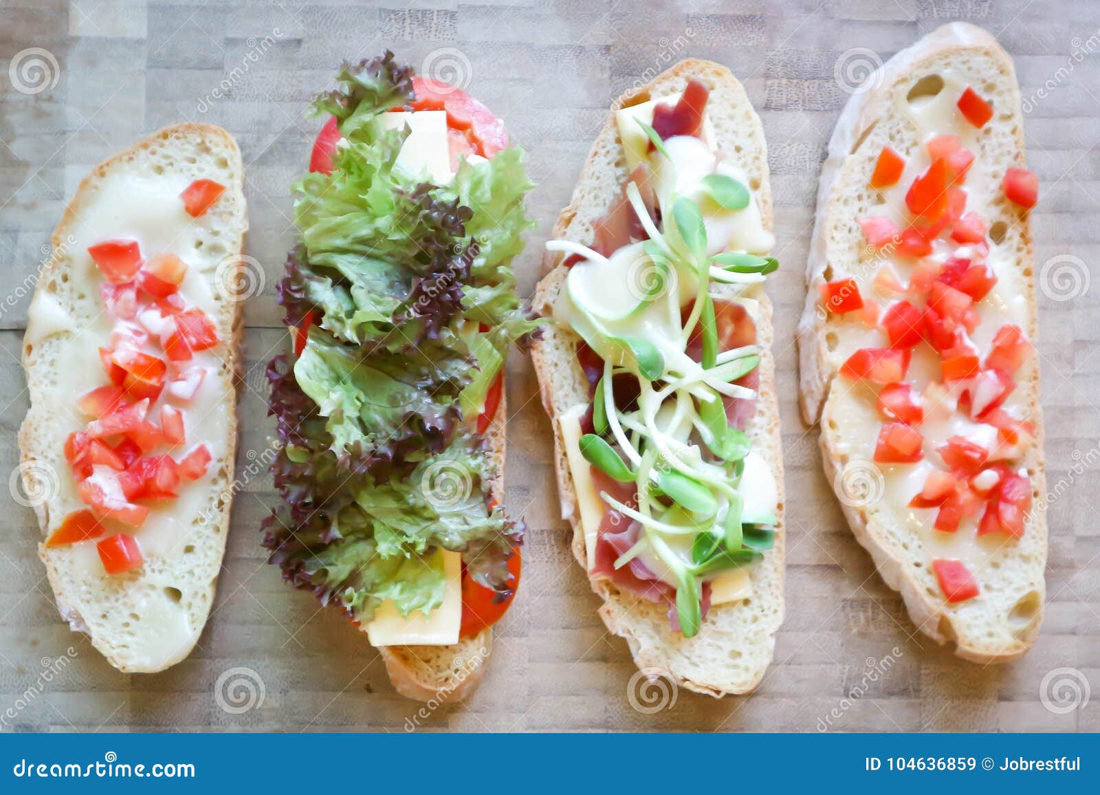 Canape , Bread with Ham and Cheese Stock Image - Image of cream, salad ...