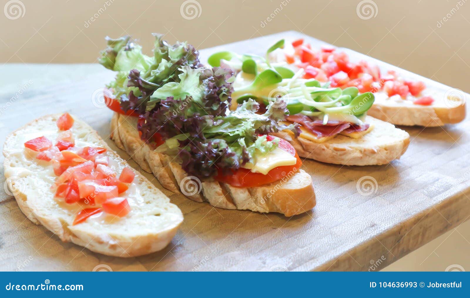 Canape , Bread with Ham and Cheese Stock Image - Image of sauce ...