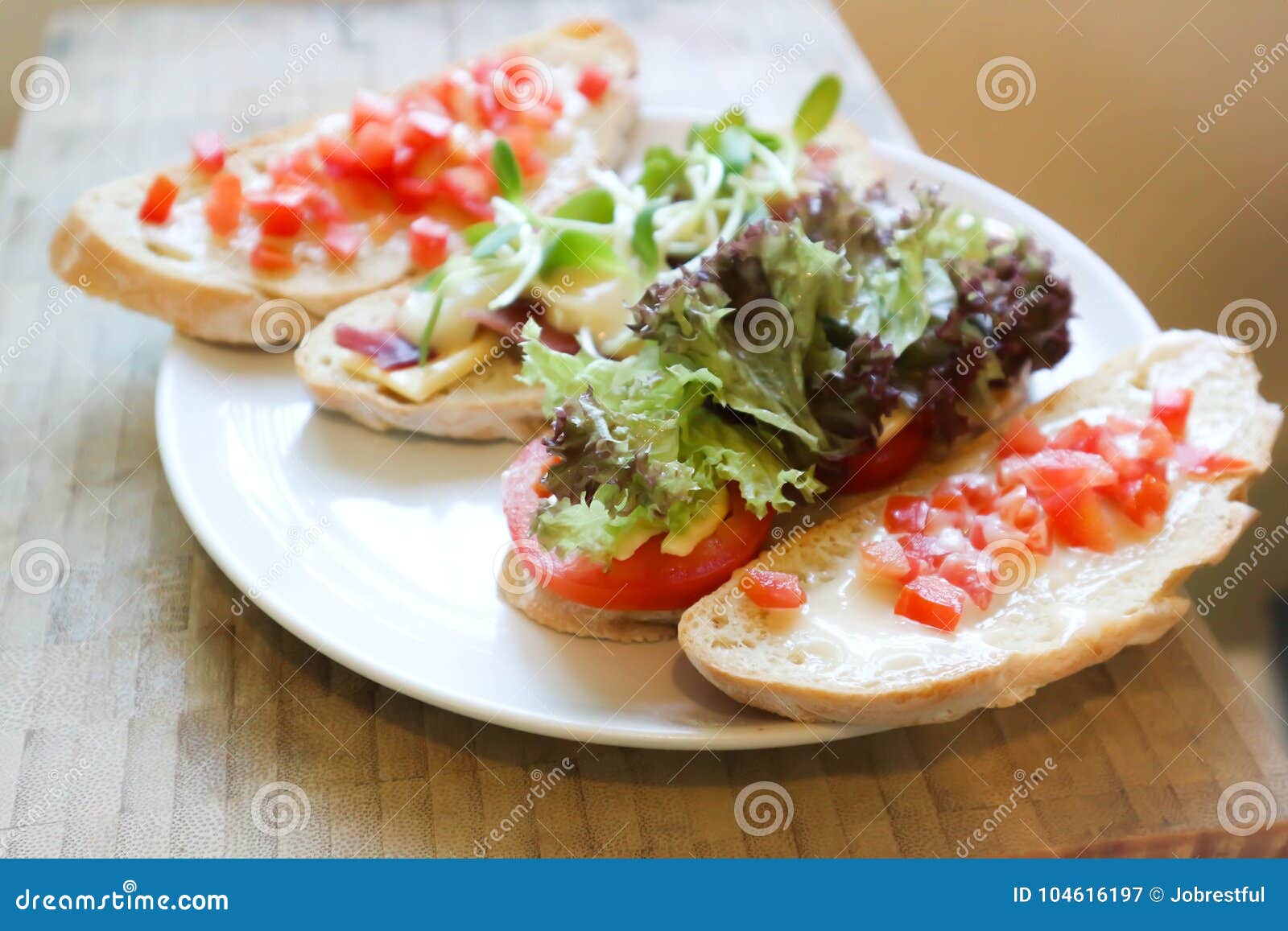 Canape , Bread with Ham and Cheese Stock Image - Image of salad, canape ...