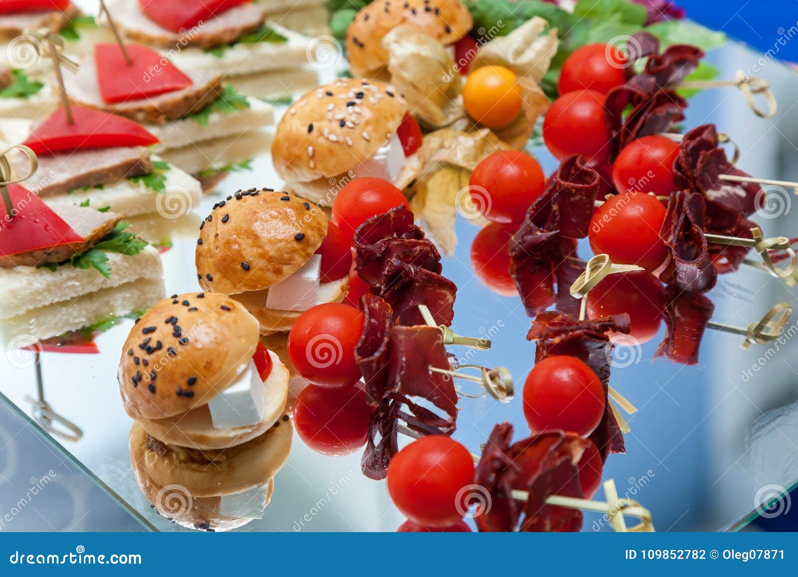 Canape for a Buffet Table, Appetizer. Stock Photo - Image of light ...
