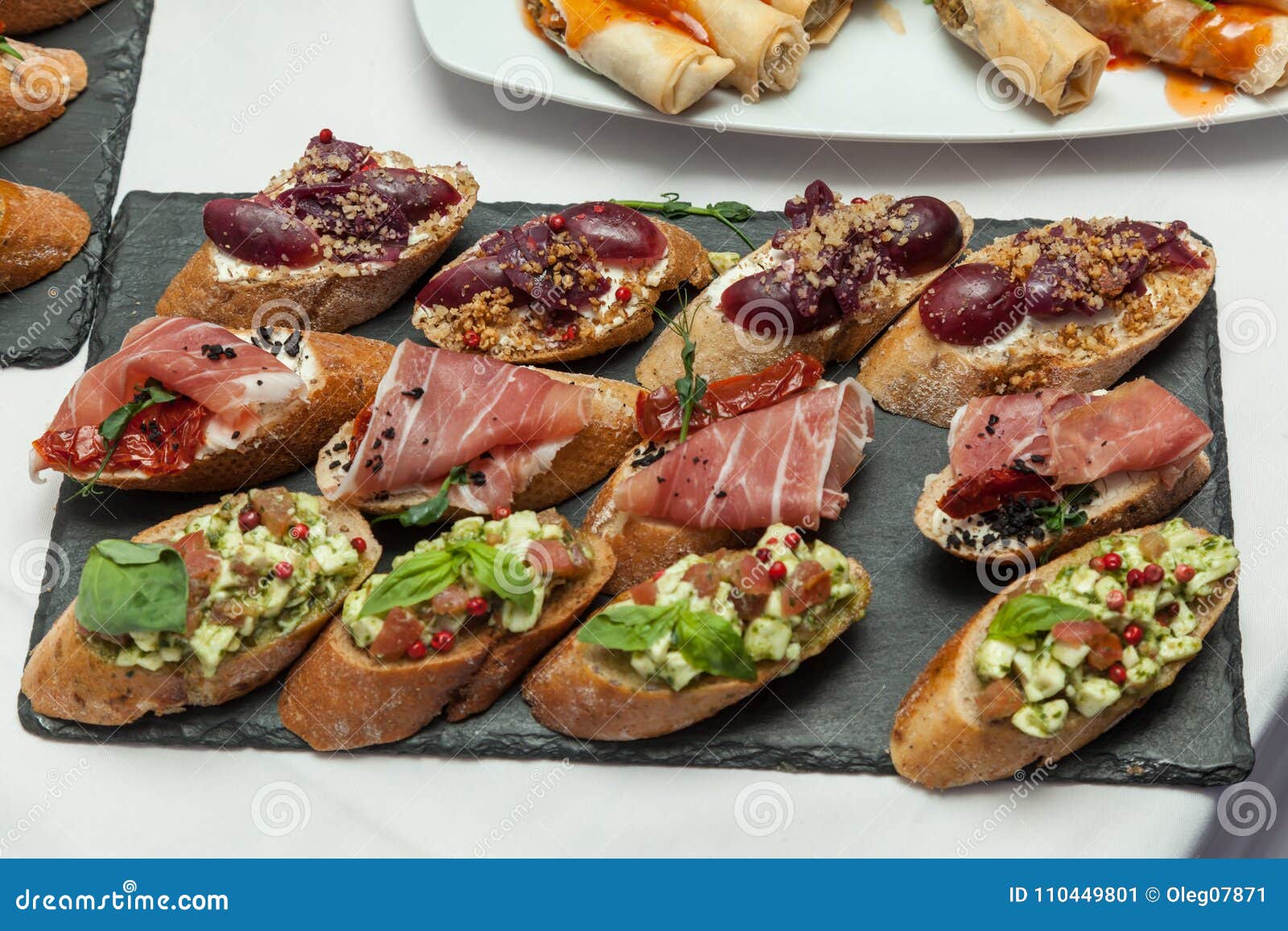 Canape for a Buffet Table, Appetizer. Stock Image - Image of meal ...