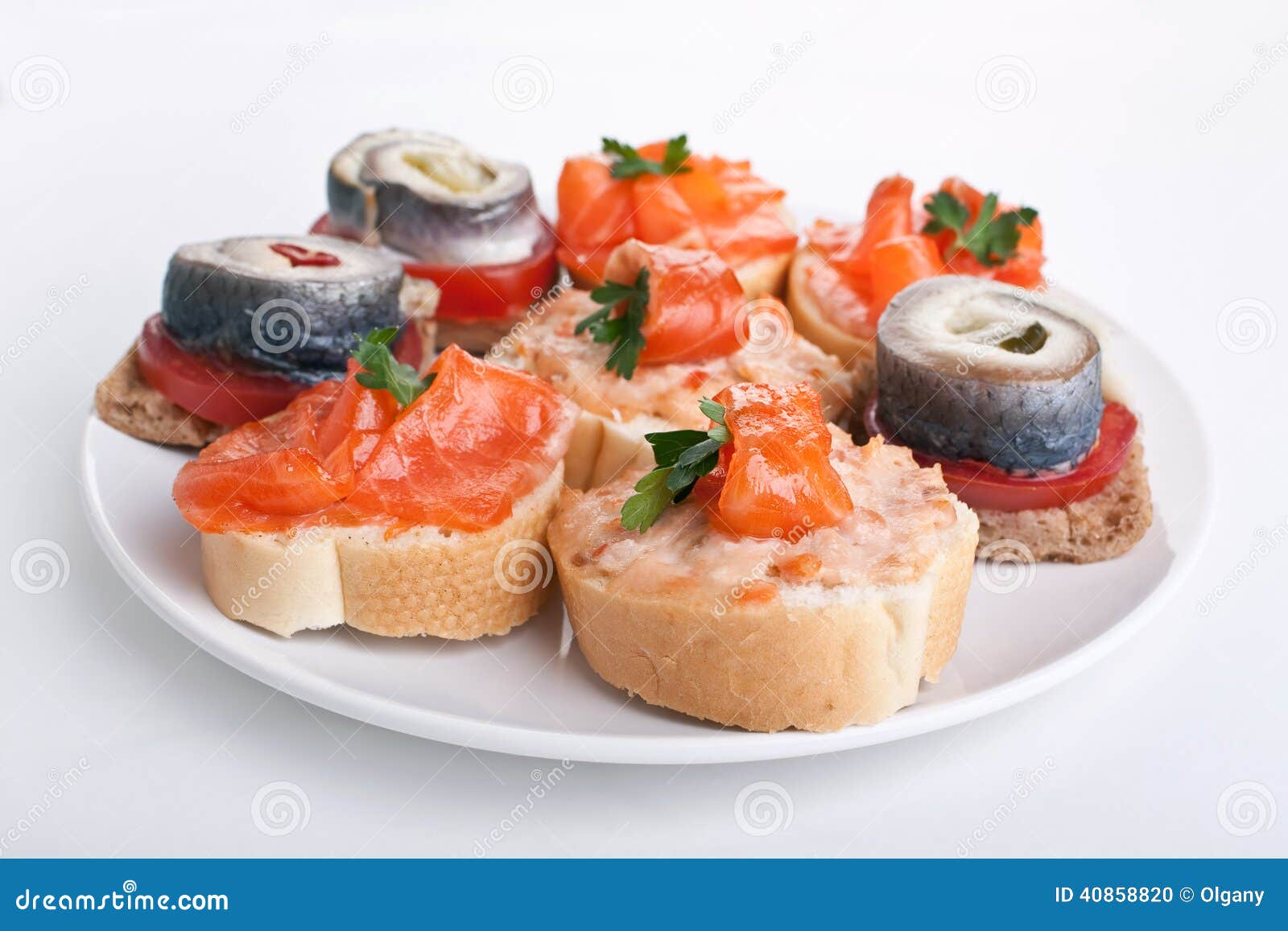 Canape Fish Sandwiches stock photo. Image of lunch, delicious - 40858820