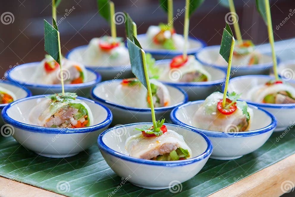 Canape with Fresh Spring Rolls Stock Image - Image of fresh, chinese ...