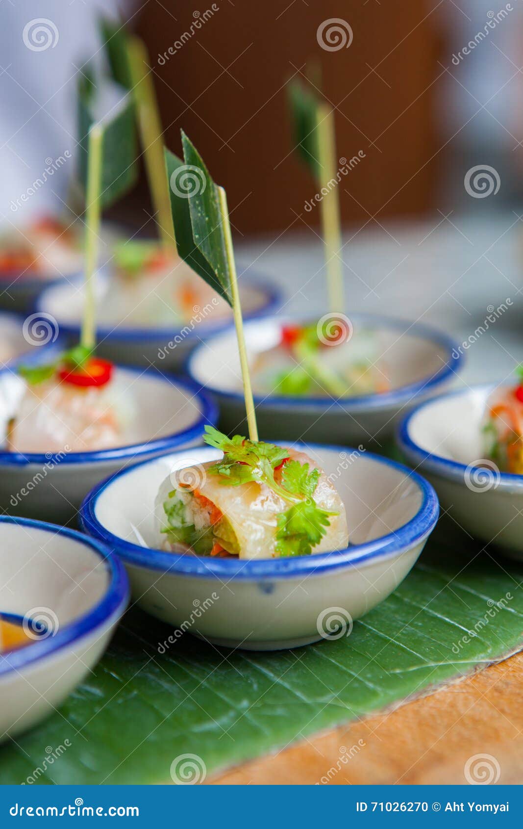 Canape with Fresh Spring Rolls Stock Photo - Image of eating, paper ...