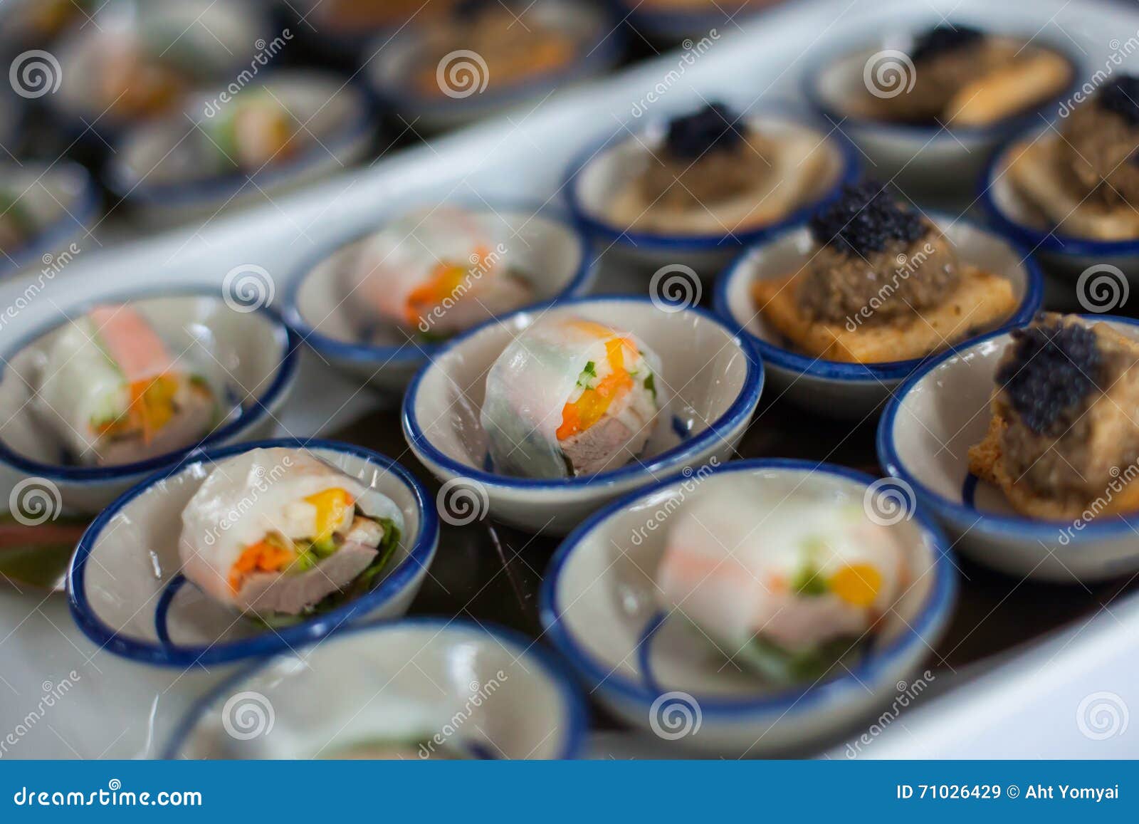 Canape with Fresh Spring Rolls. Stock Image - Image of finger, healthy ...