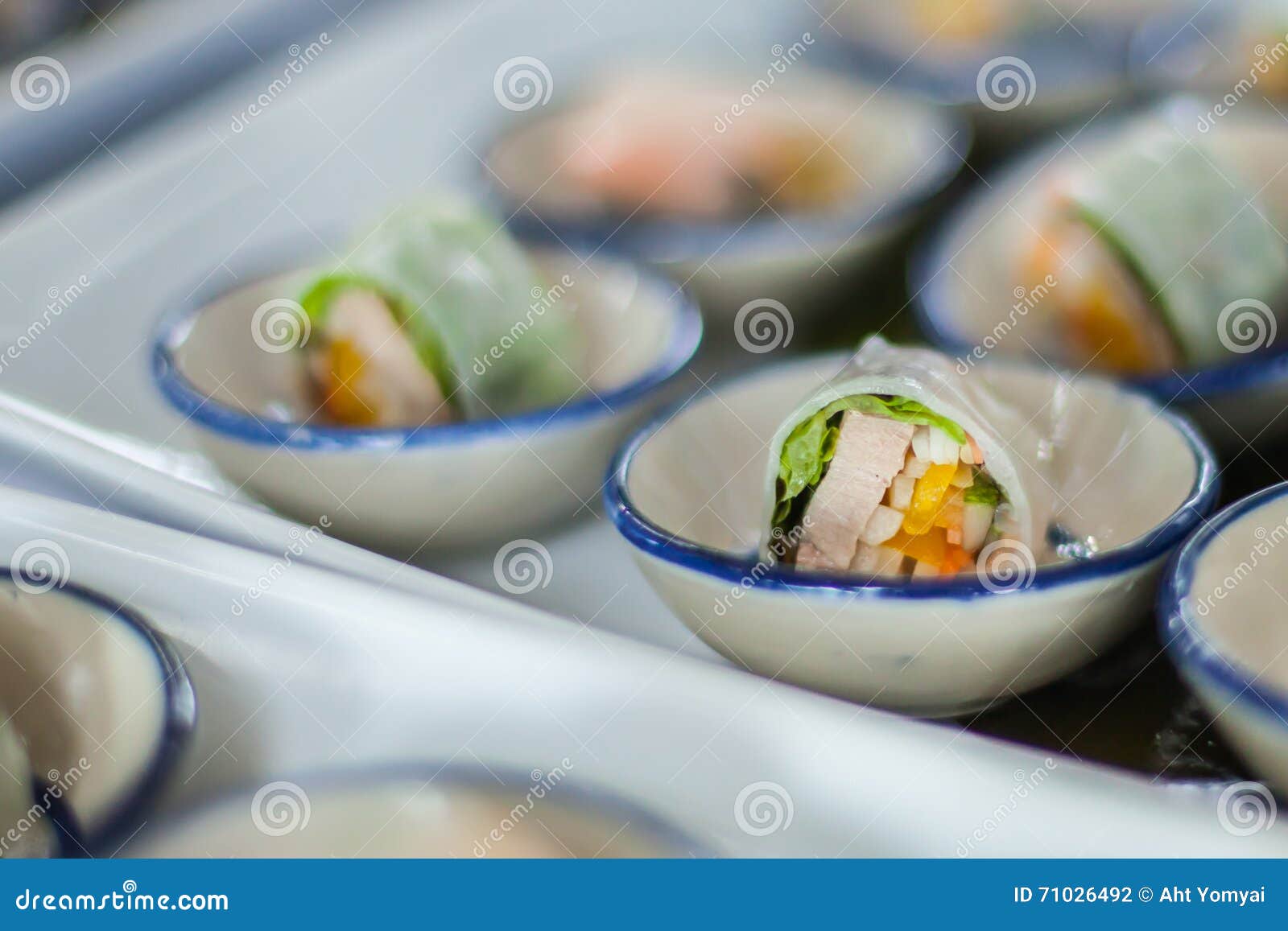 Canape with Fresh Spring Rolls. Stock Photo - Image of delicious ...