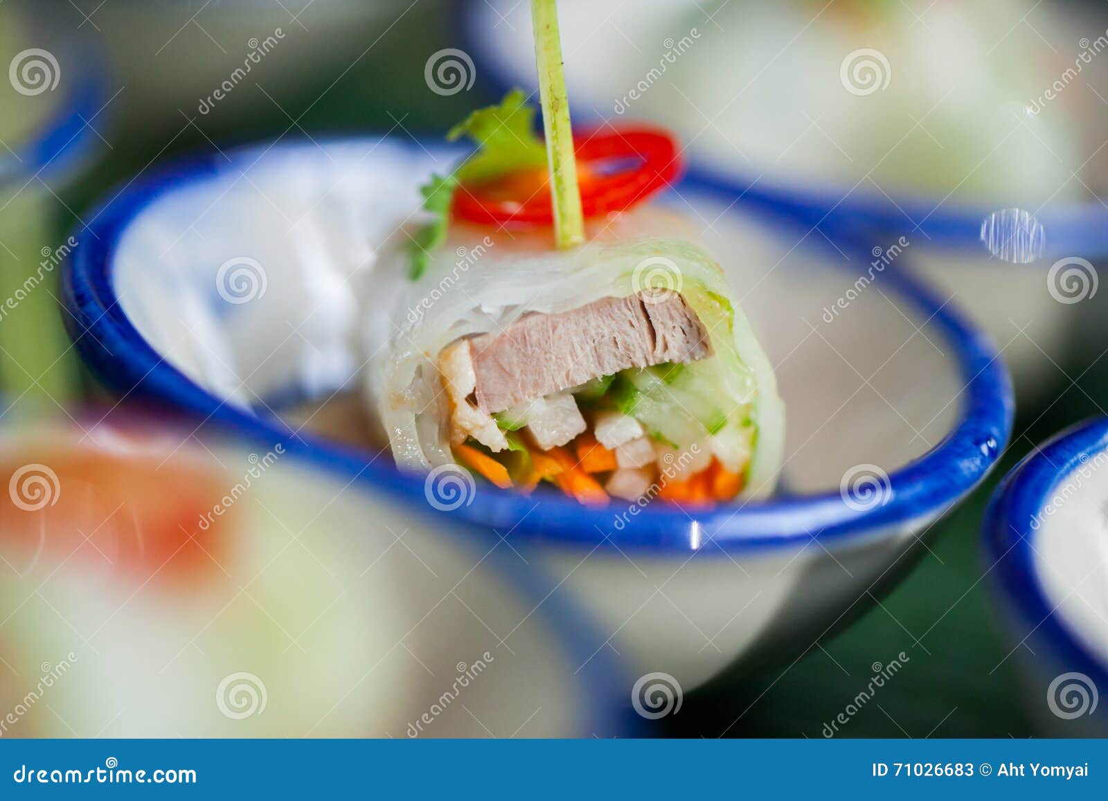 Canape with Fresh Spring Rolls Stock Image - Image of healthy, meal ...