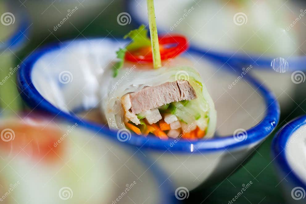 Canape with Fresh Spring Rolls Stock Image - Image of healthy, meal ...