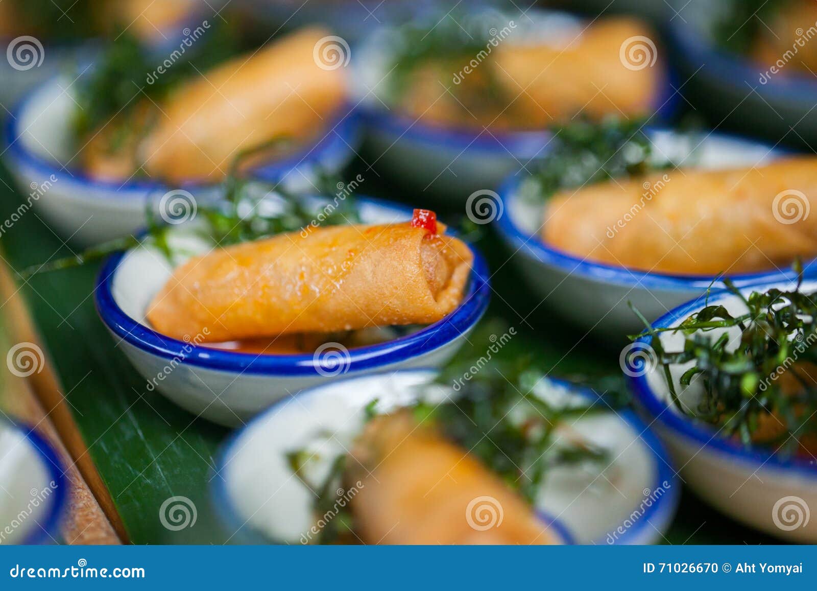 Canape with Fried Spring Rolls Stock Photo - Image of cooking, stuffed ...