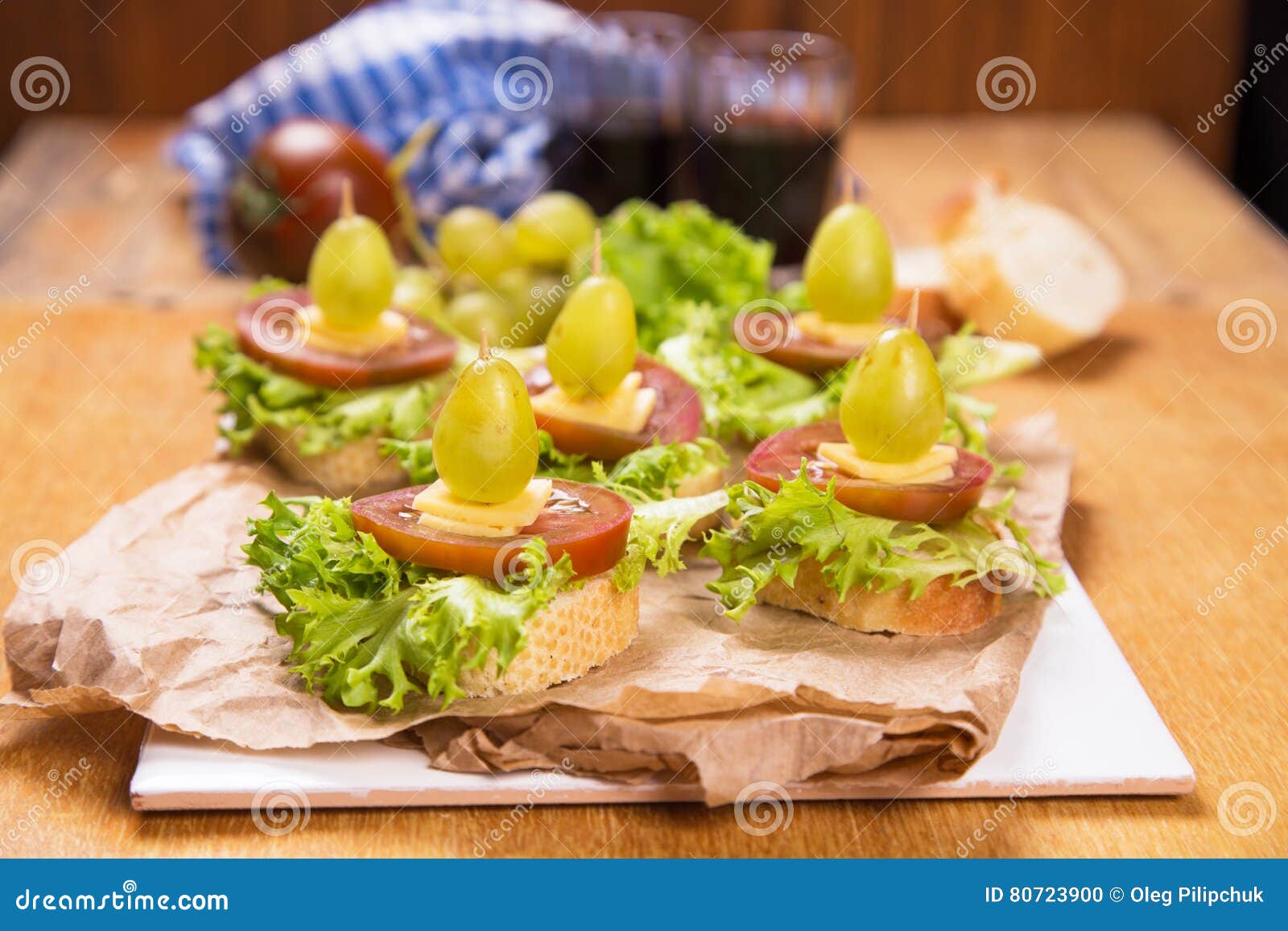 Canape with grape stock photo. Image of prepared, delicious - 80723900