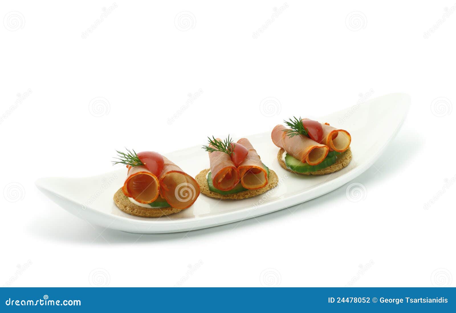 Canape with ham stock photo. Image of breadcrumbs, plate - 24478052