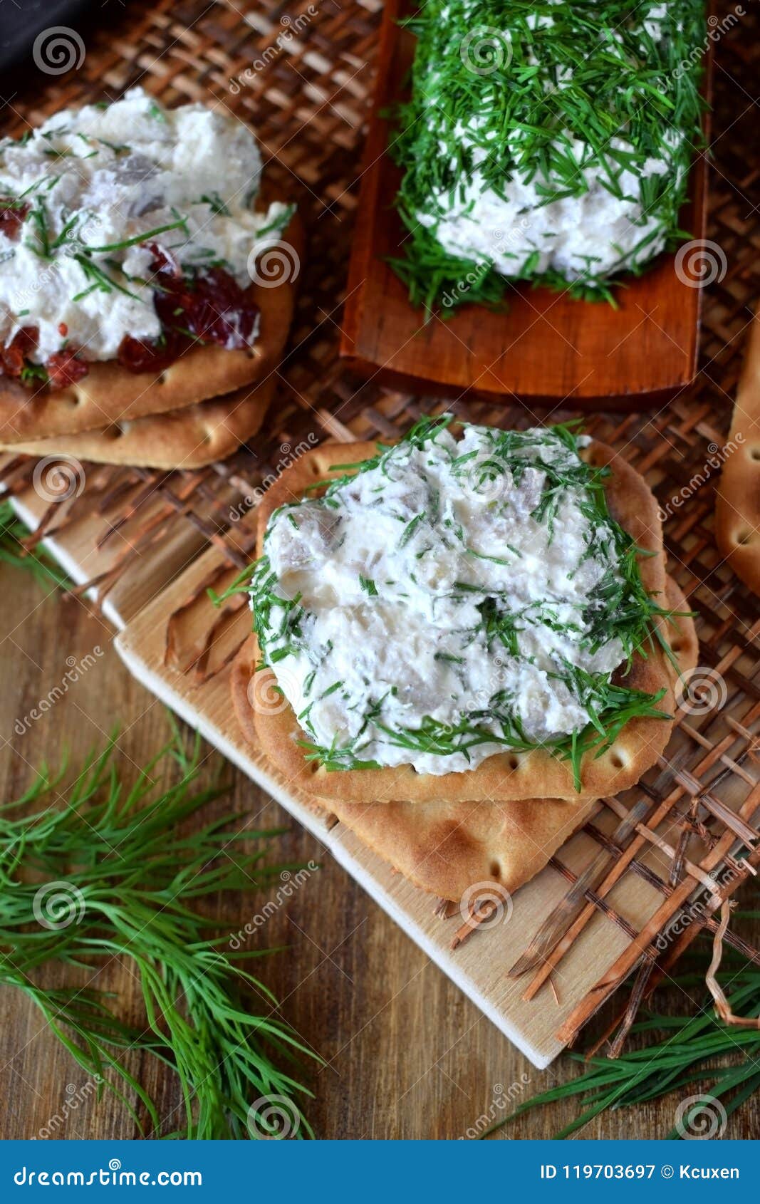 Canape Made of Crackers with Forshmak Stock Image - Image of cookies ...