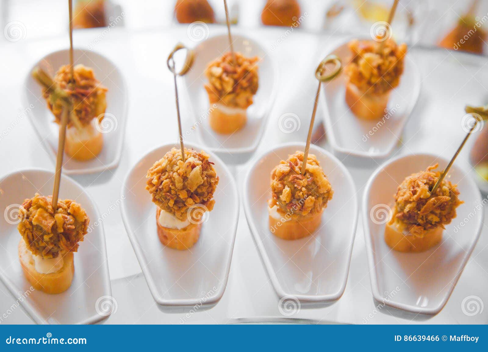 Canape with meat stock photo. Image of garnish, table - 86639466