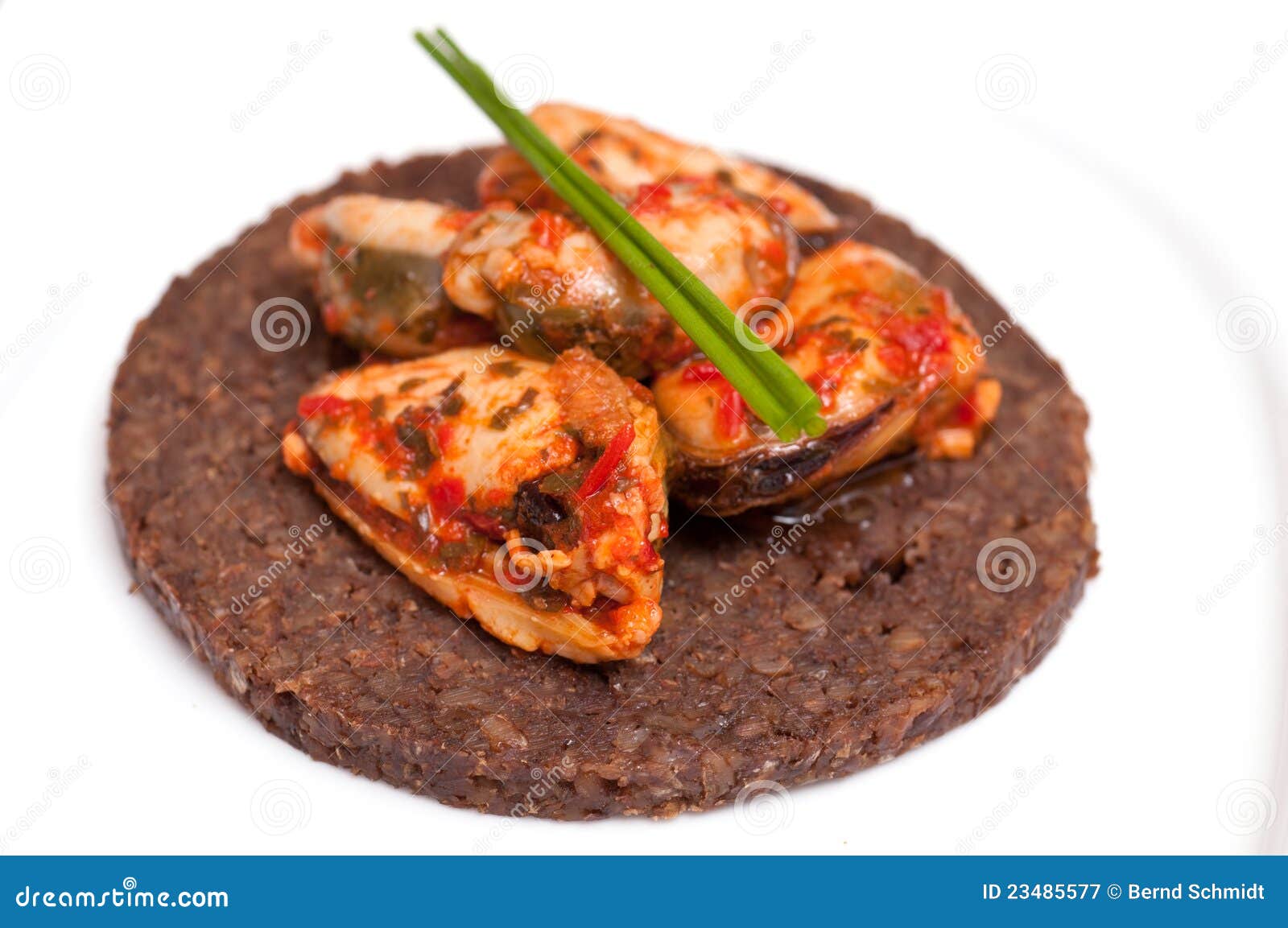 Canape with Pumpernickel and Mussels Stock Image - Image of mussel ...