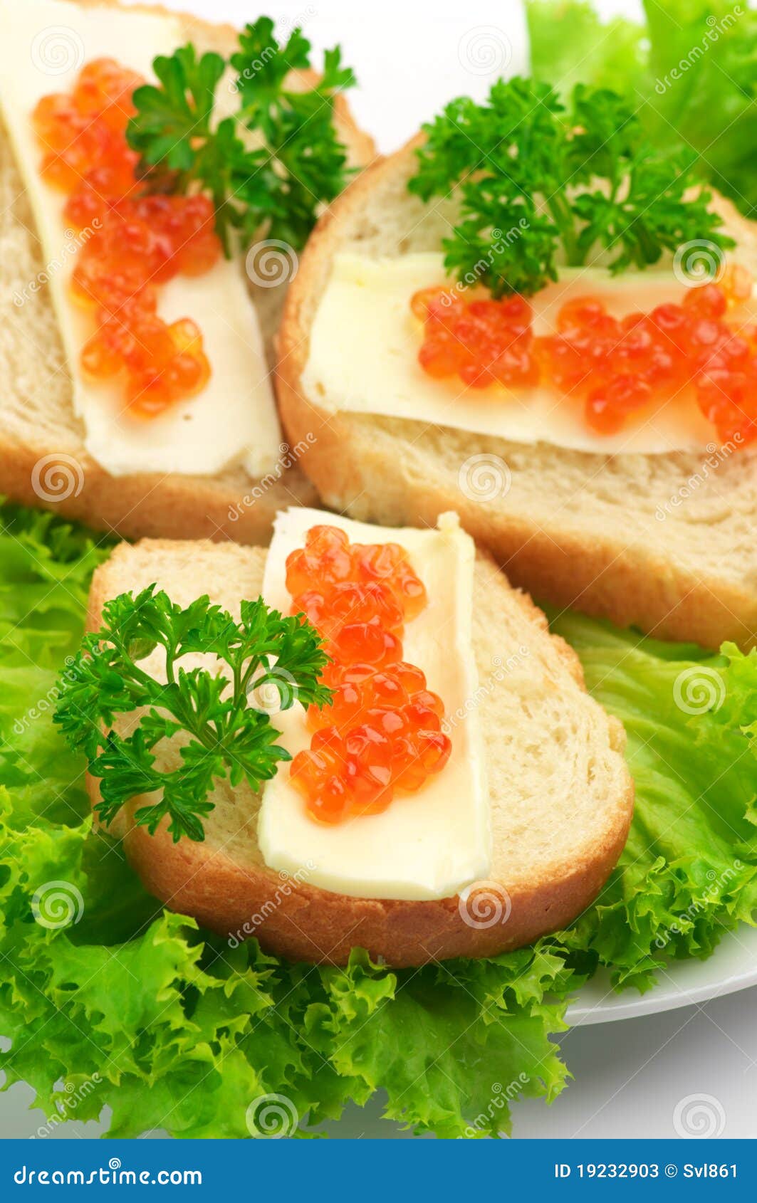 Canape with salmon caviar stock image. Image of garnish - 19232903