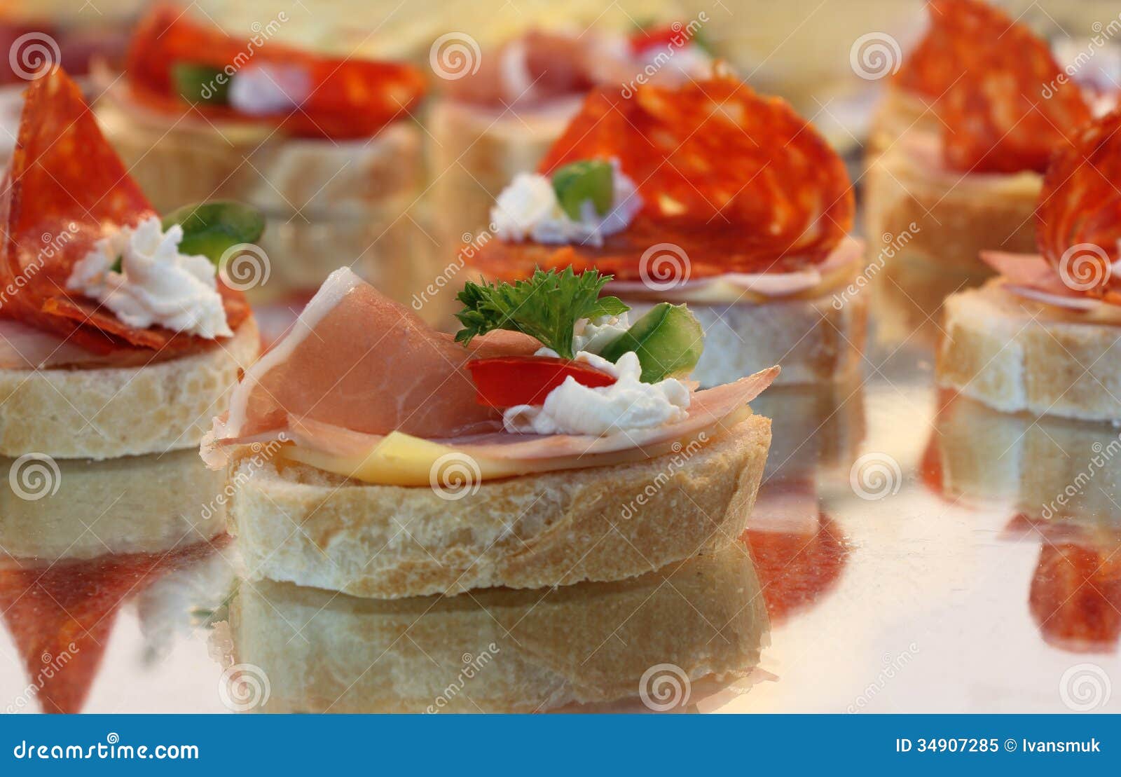 Canape sandwich stock image. Image of leaf, gastronomy - 34907285