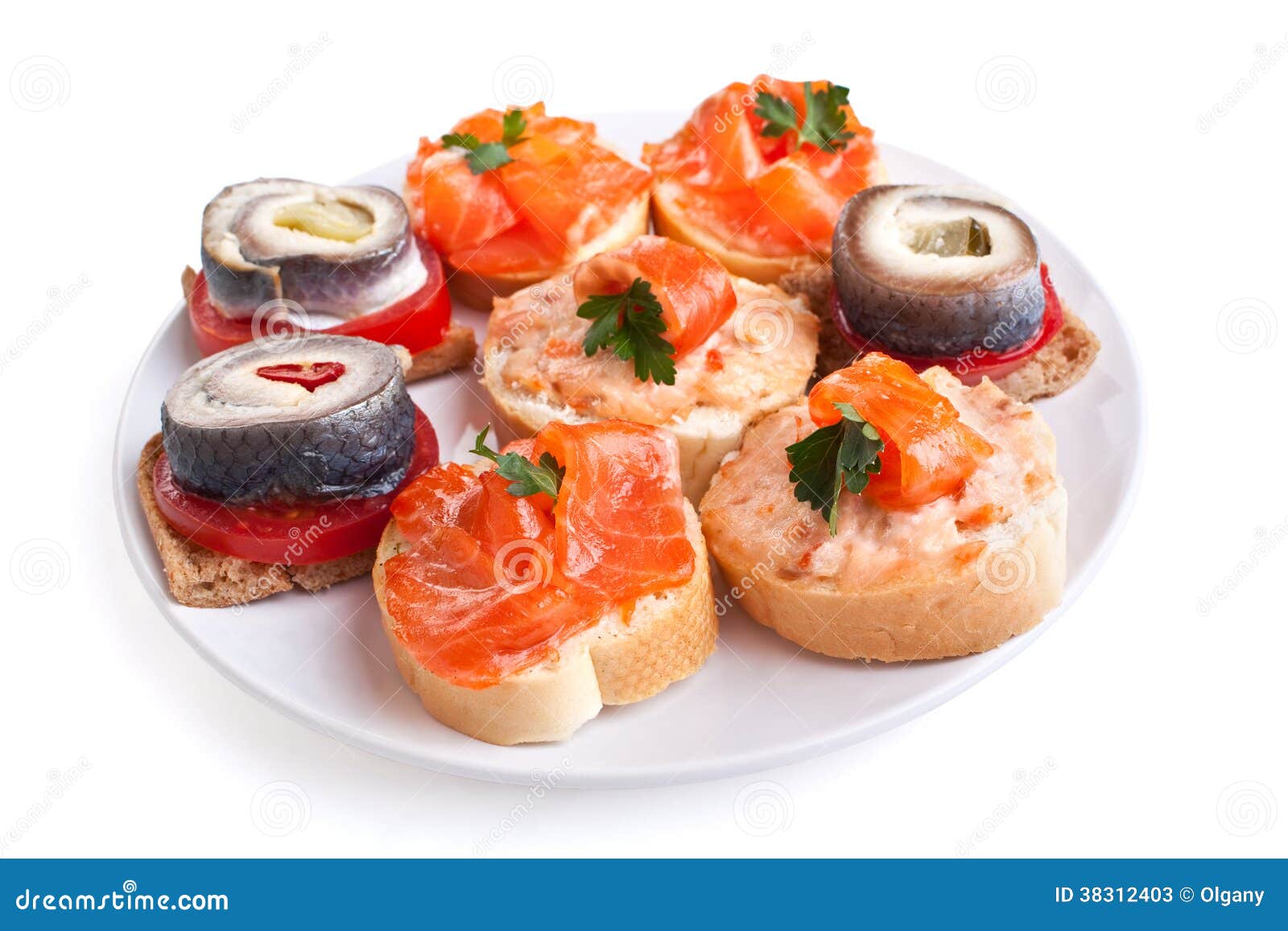 Canape Sandwiches with Fish Stock Image - Image of orange, dinner: 38312403