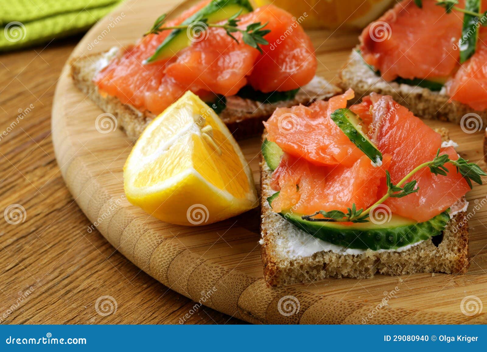 Canape Sandwiches with Salmon Stock Photo - Image of dill, cuisine ...