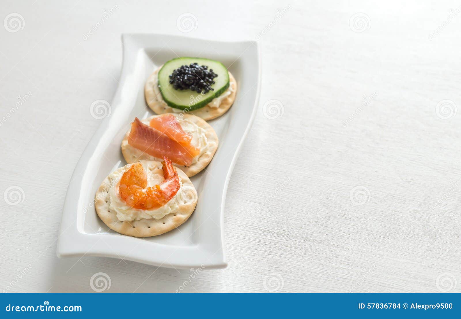 Canape with Seafood on the Plate Stock Photo - Image of luxury, fresh ...