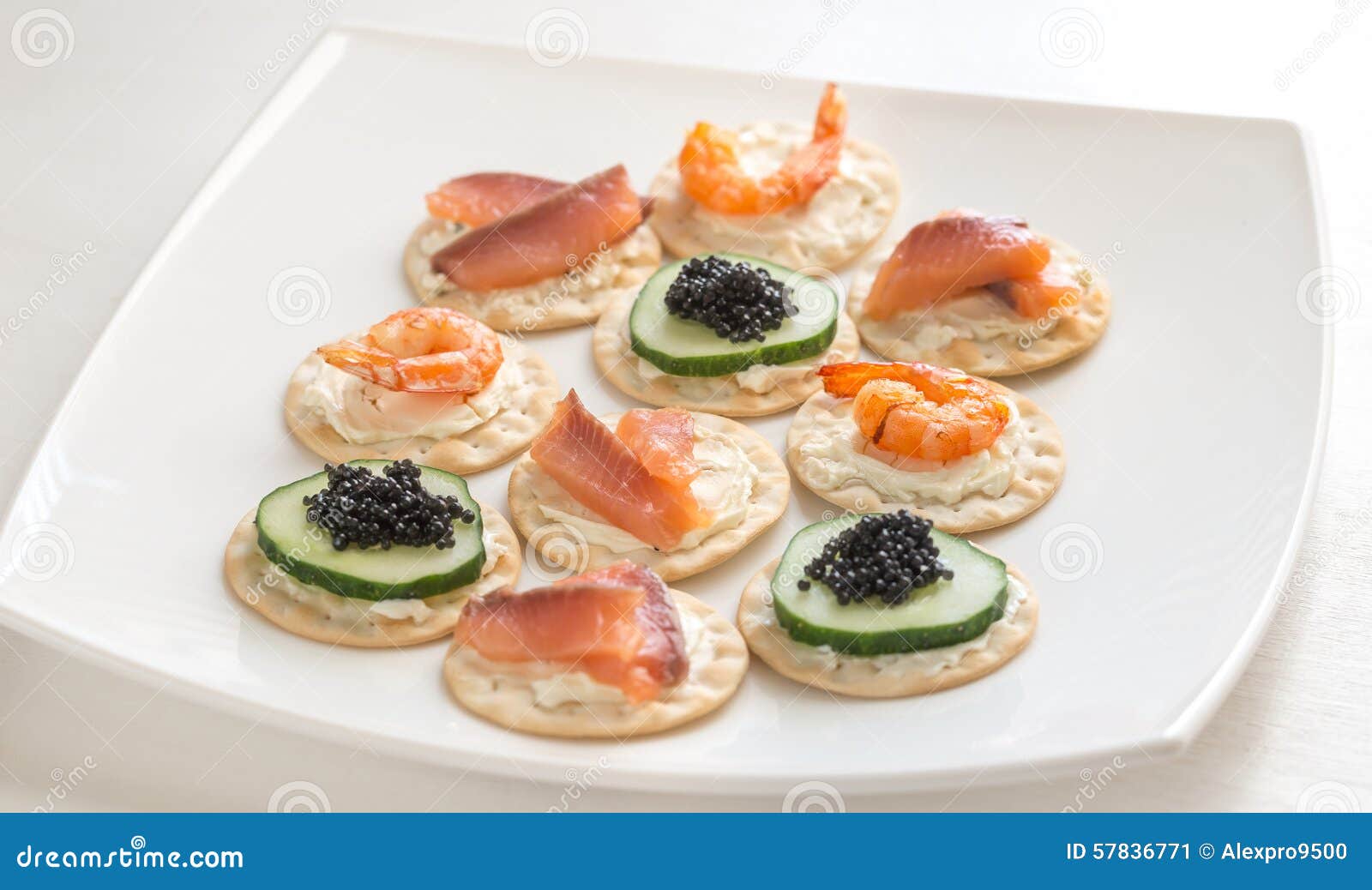 Canape with Seafood on the Plate Stock Image - Image of fresh, round ...