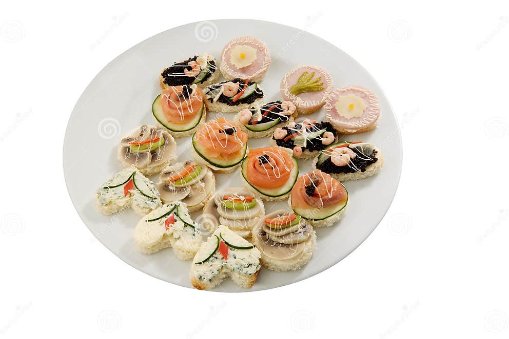 Canape selection stock image. Image of meat, canapes - 11063325