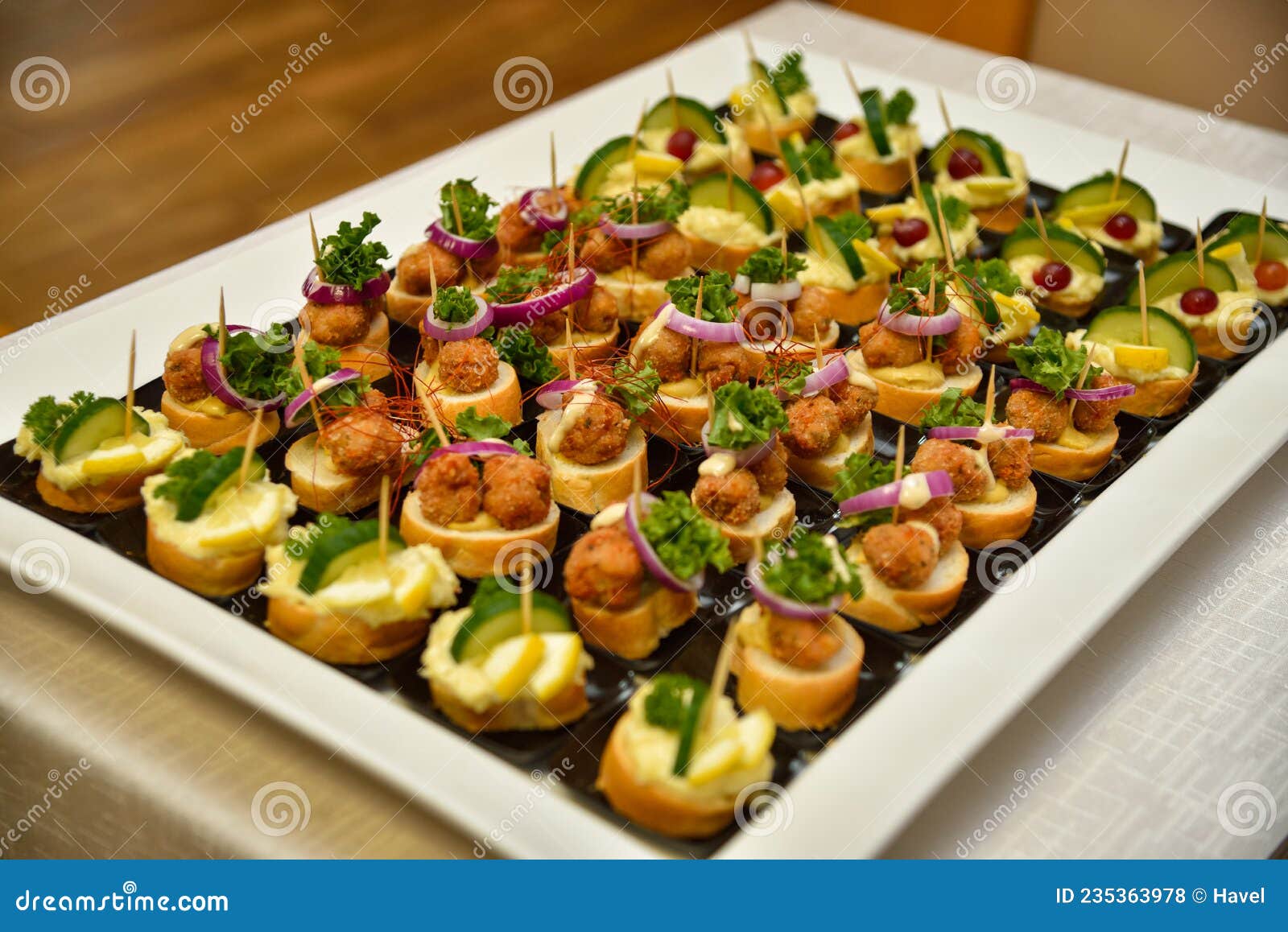 Canape Selection on Slate Platter Stock Photo - Image of dish, food ...