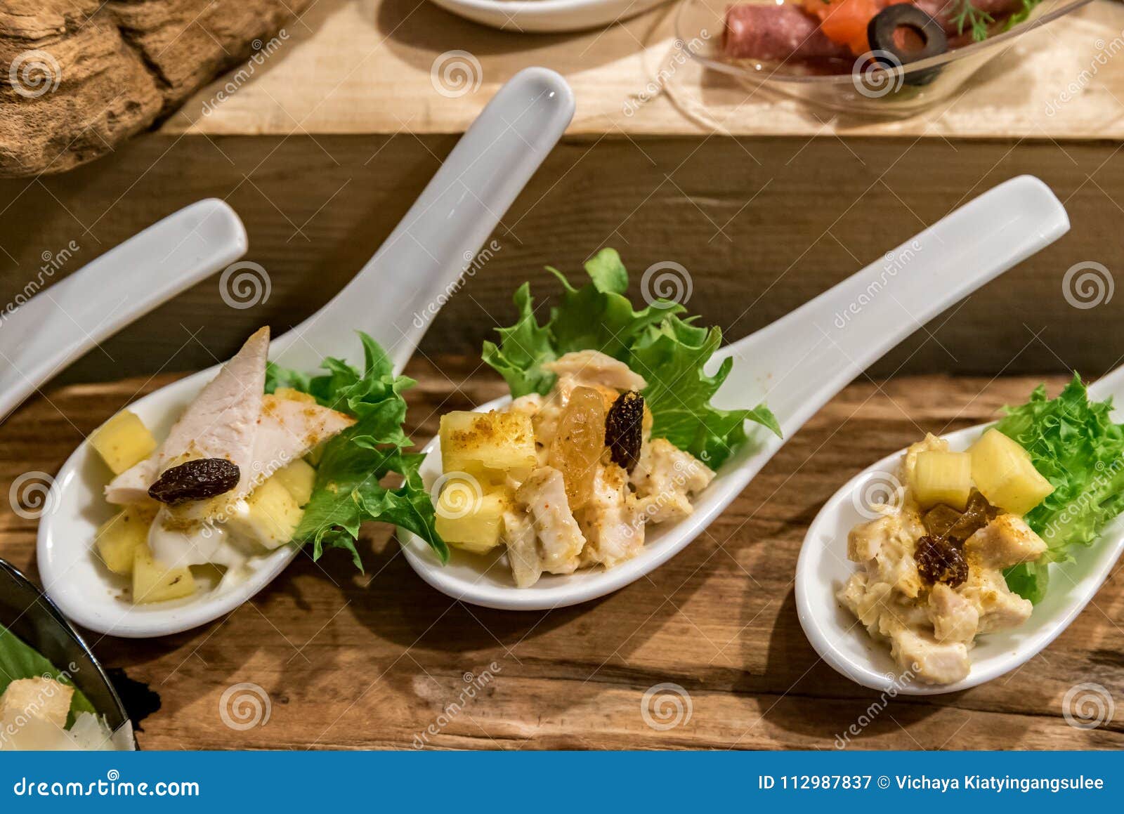 Canape on spoon stock image. Image of sandwiches, appetizer - 112987837