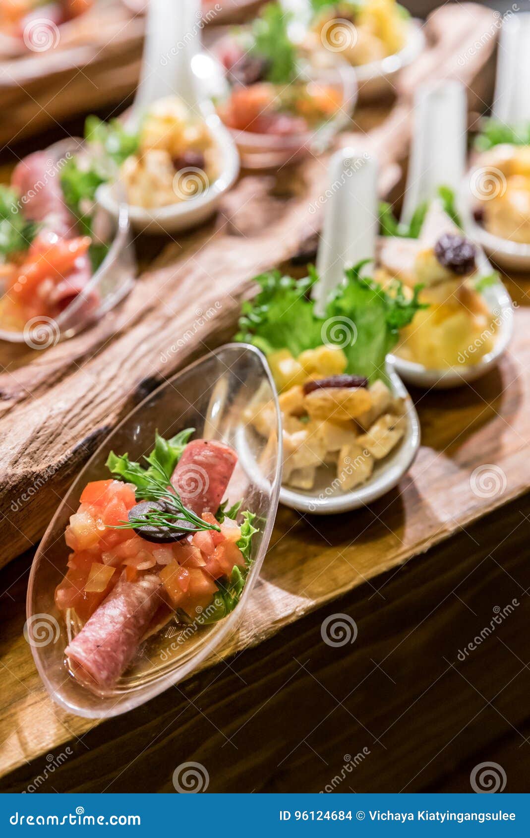 Canape on spoon stock photo. Image of breakfast, catering - 96124684