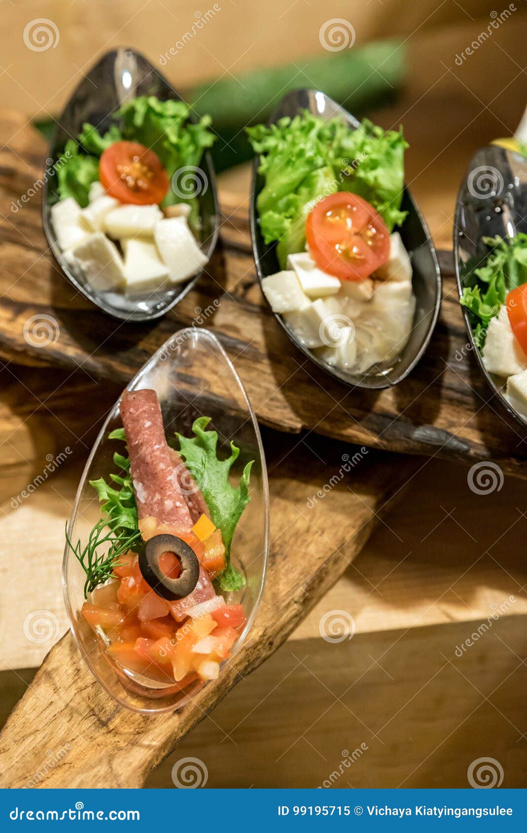 Canape on spoon stock image. Image of bread, banquet - 99195715