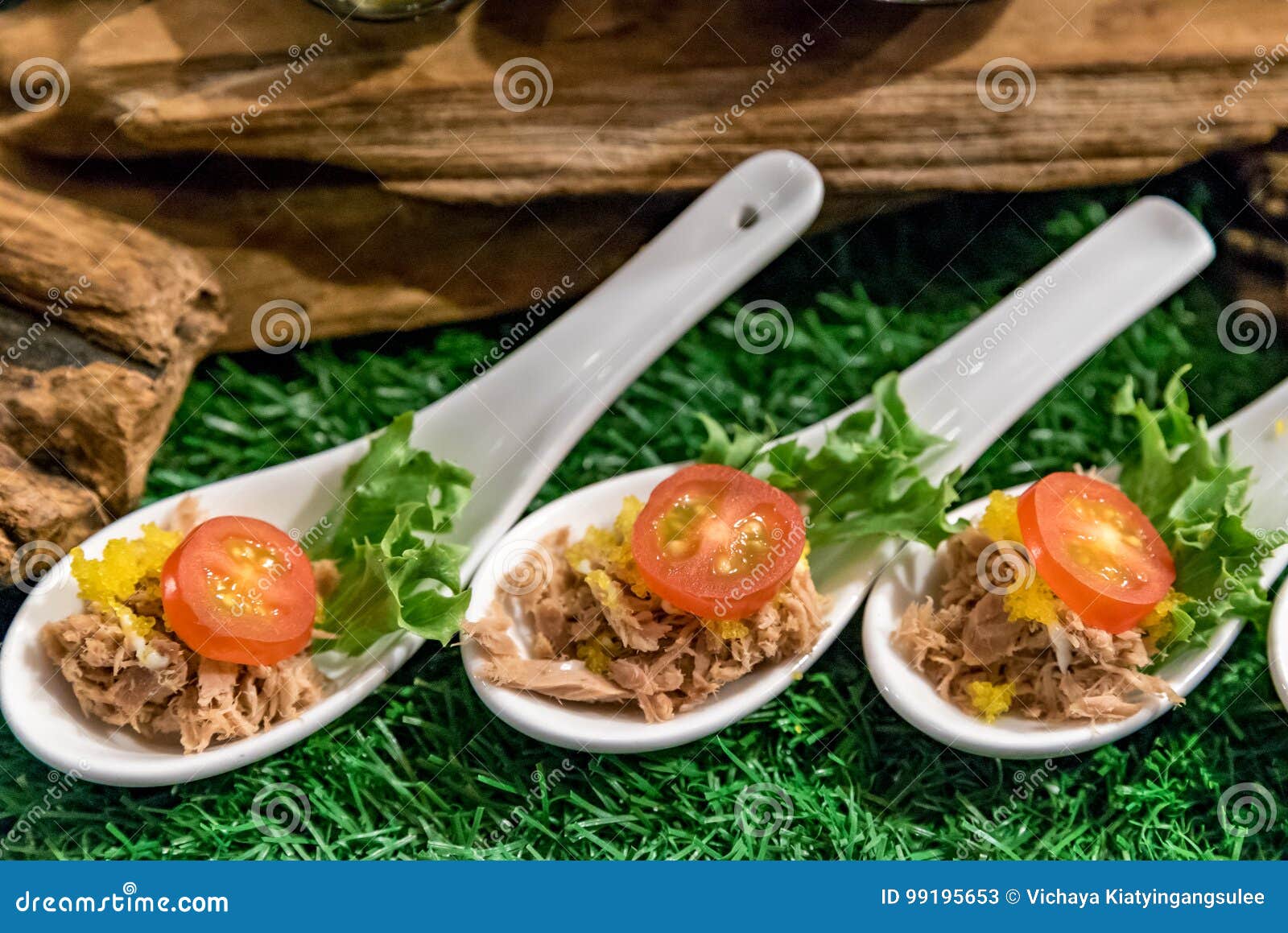 Canape on spoon stock image. Image of catering, sandwich - 99195653