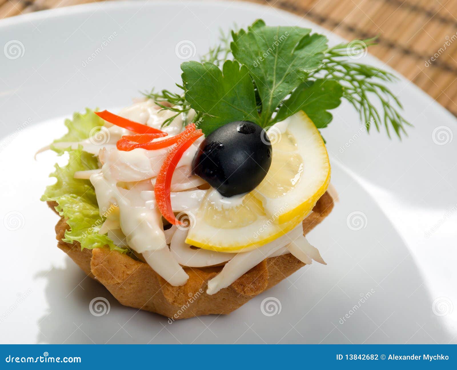 Canape with Squids and Lemon Stock Photo - Image of food, delicious ...