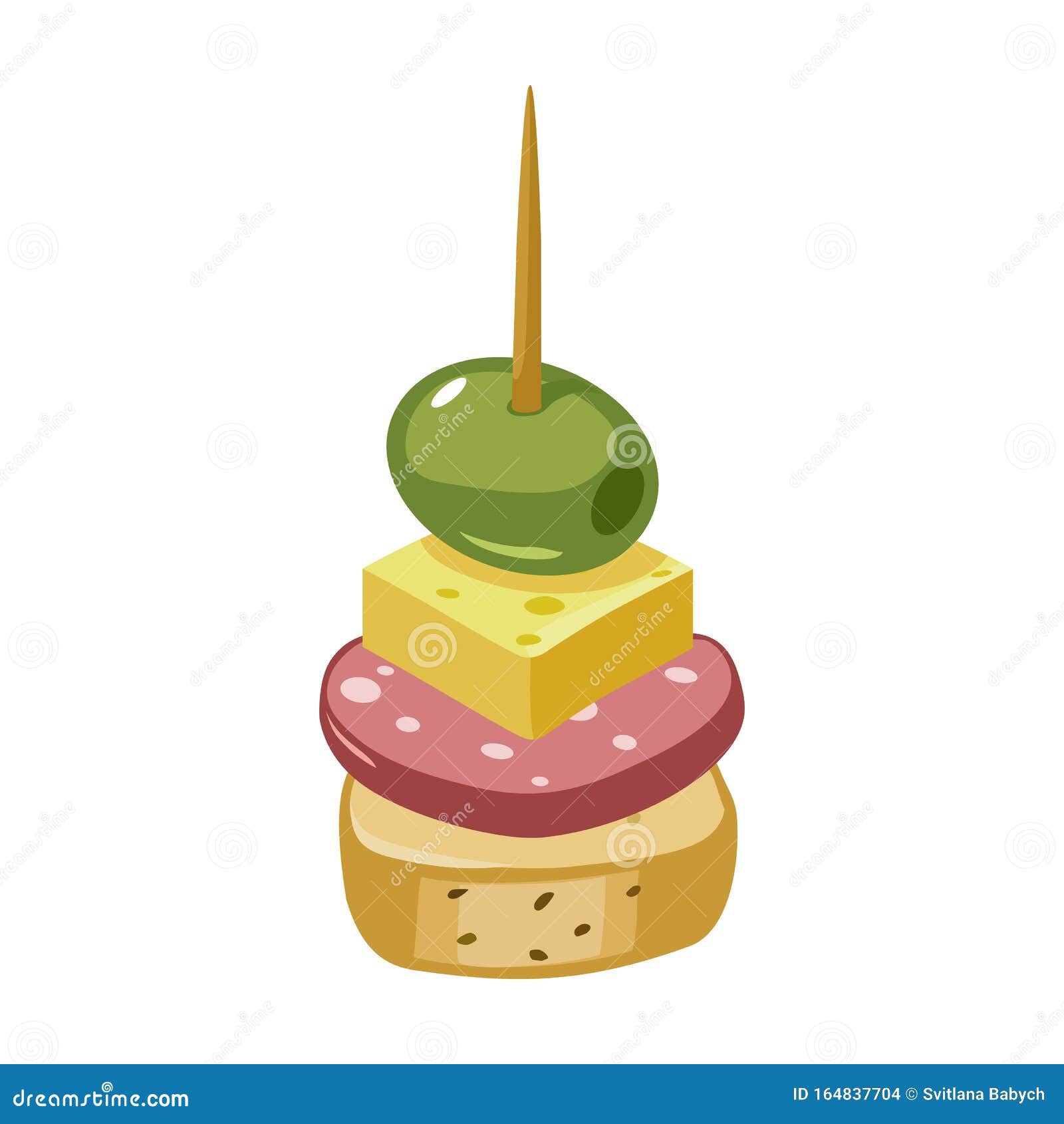 Cartoon Canape With Salami And Cheese | CartoonDealer.com #117315079