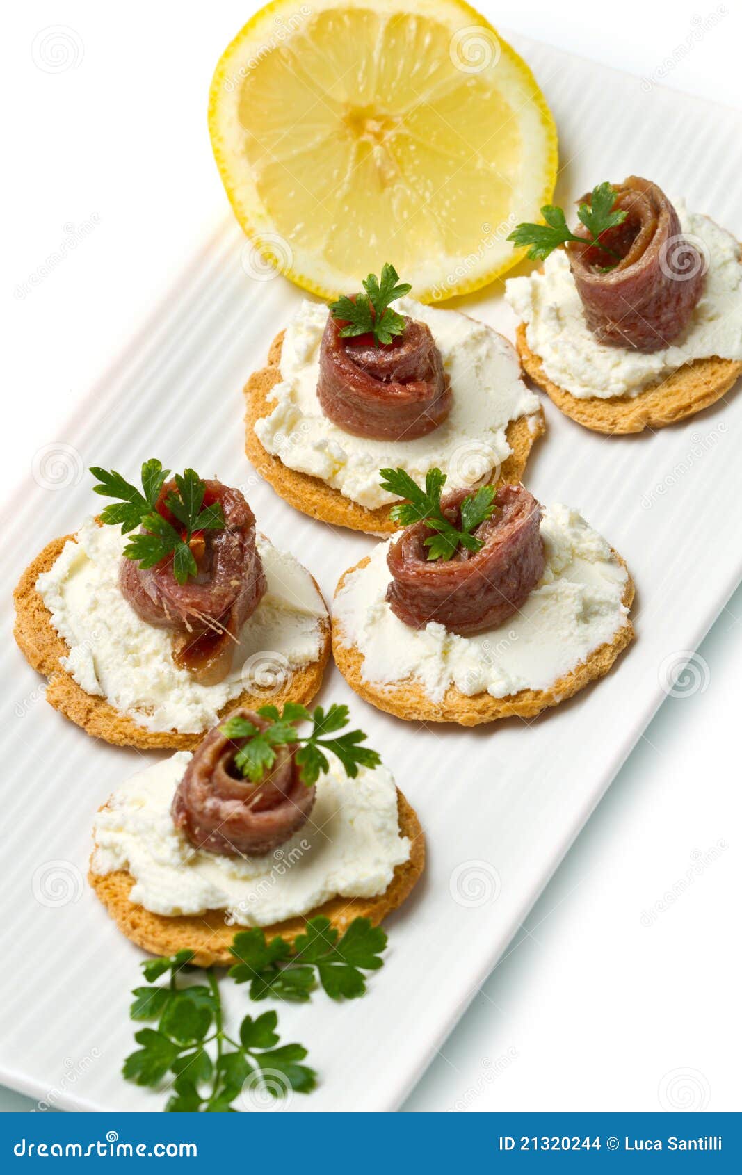 Canapes with anchovy stock photo. Image of breakfast - 21320244
