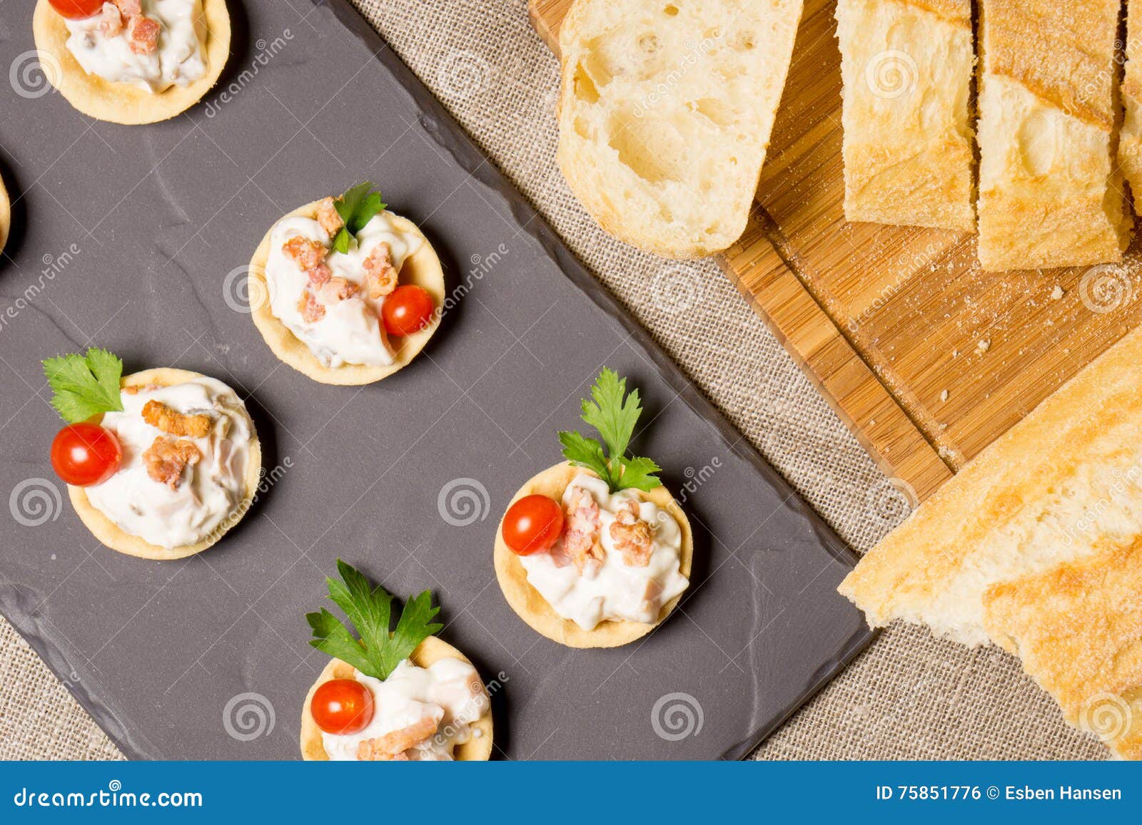 Canapes, Appetizer with Creamy Chicken Salad Stock Photo - Image of ...