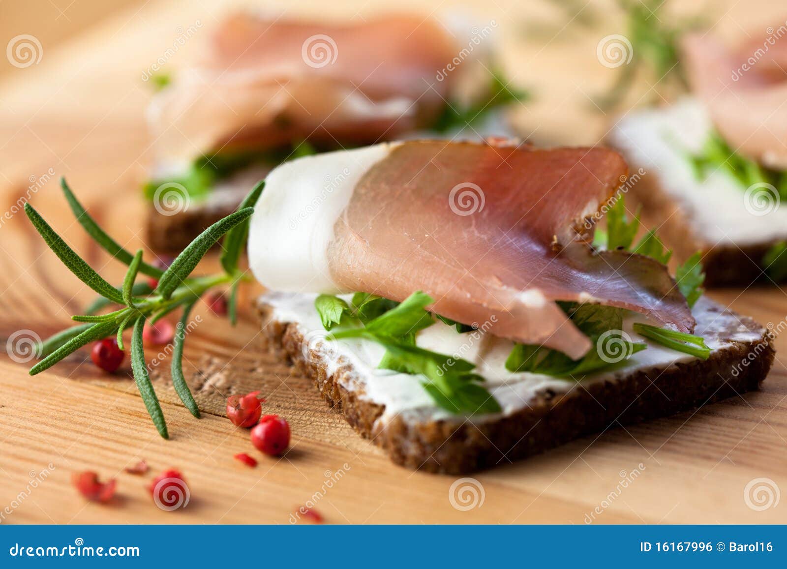 Canapes with Black Forest Ham Stock Photo - Image of bread, snack: 16167996