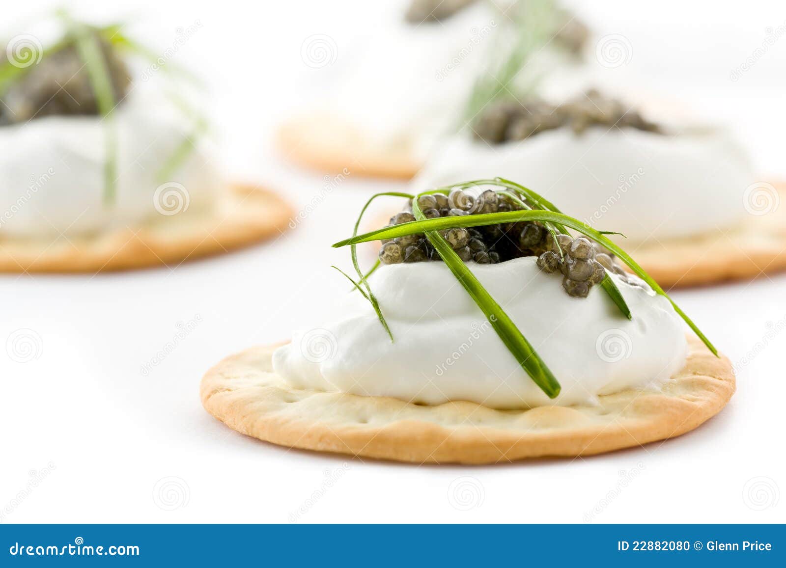 Canapes with Caviar and Creme Fraiche Stock Photo - Image of appetizer ...